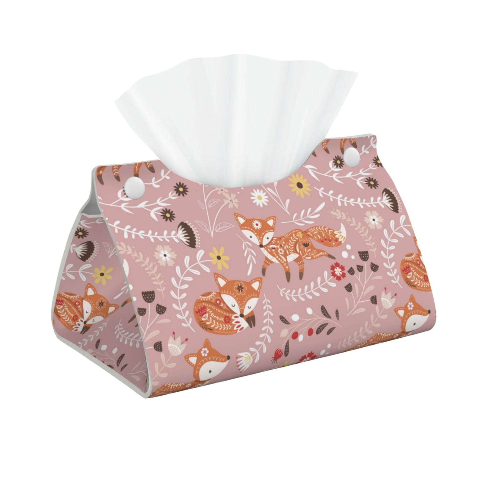 Leather Tissue Box Cover - Beautiful Fox Long PVC Tissue Box Holder for ...