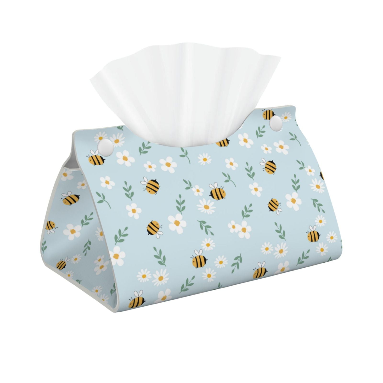 Leather Tissue Box Cover - Bee flower A Long PVC Tissue Box Holder for ...