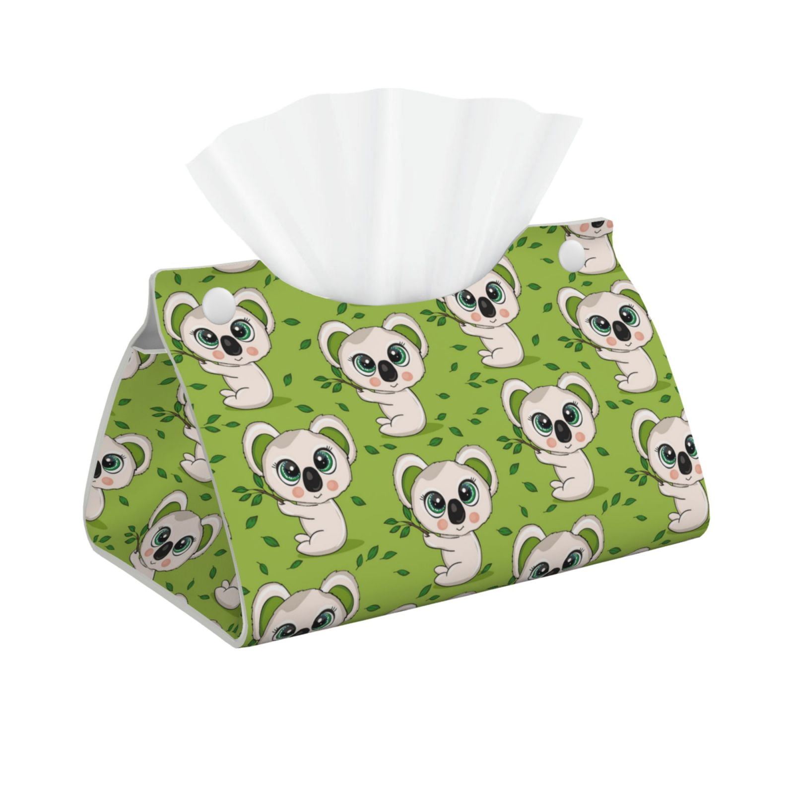 Leather Tissue Box Cover - Big Eyes Koala Green Long PVC Tissue Box ...