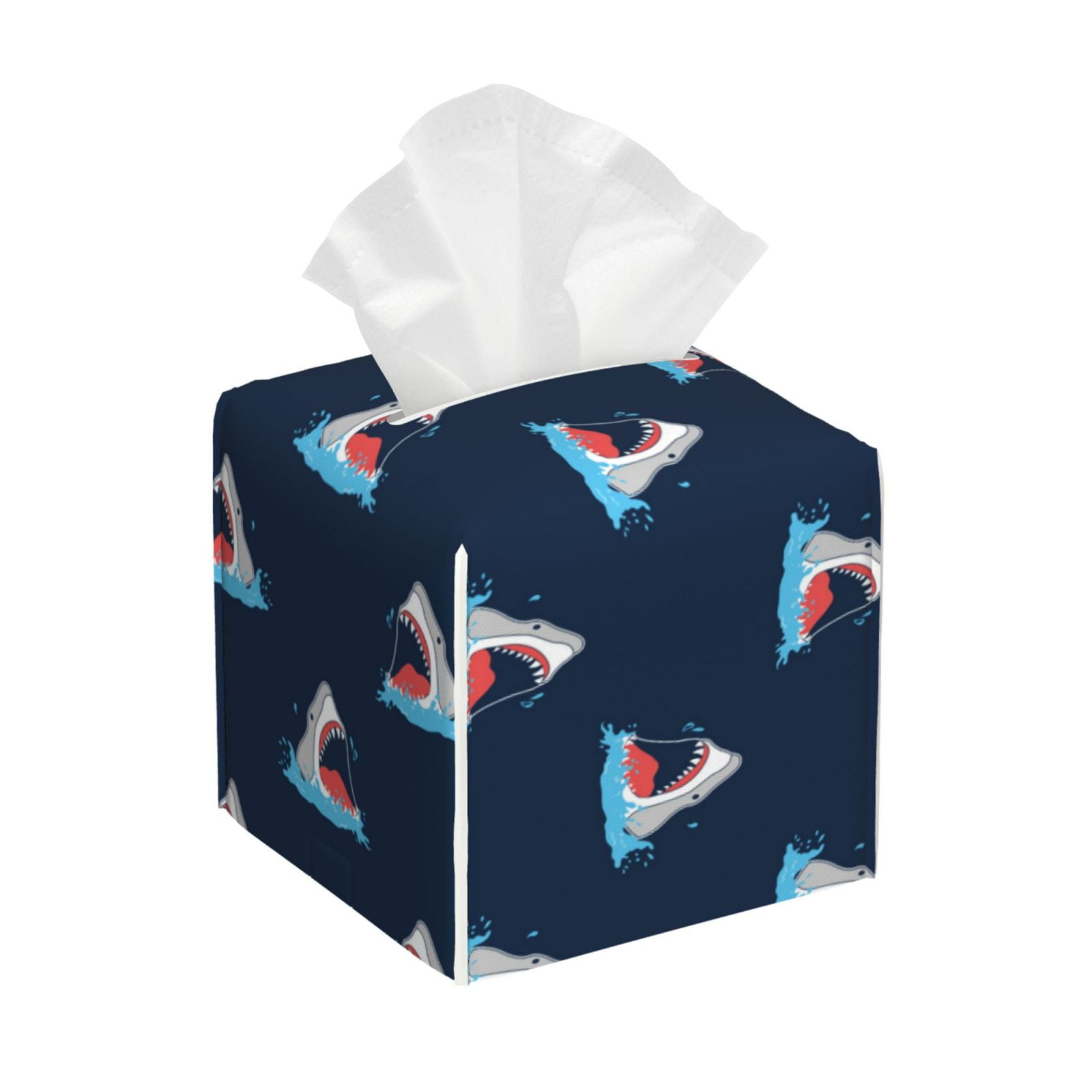 Leather Tissue Box Cover - Big Mouth Shark Tissue Box Holder Square ...