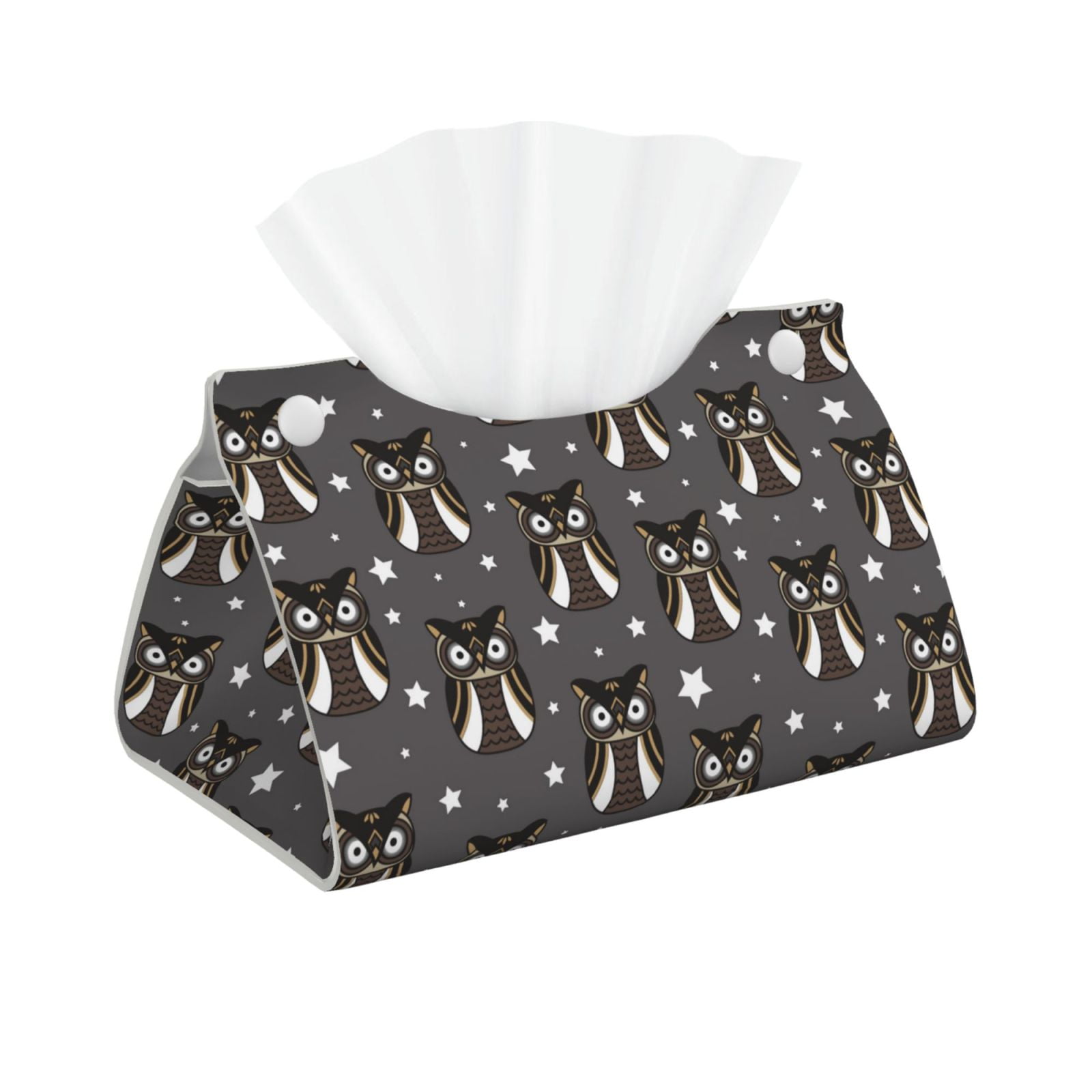 Leather Tissue Box Cover - Black White Owl Stars Long PVC Tissue Box ...