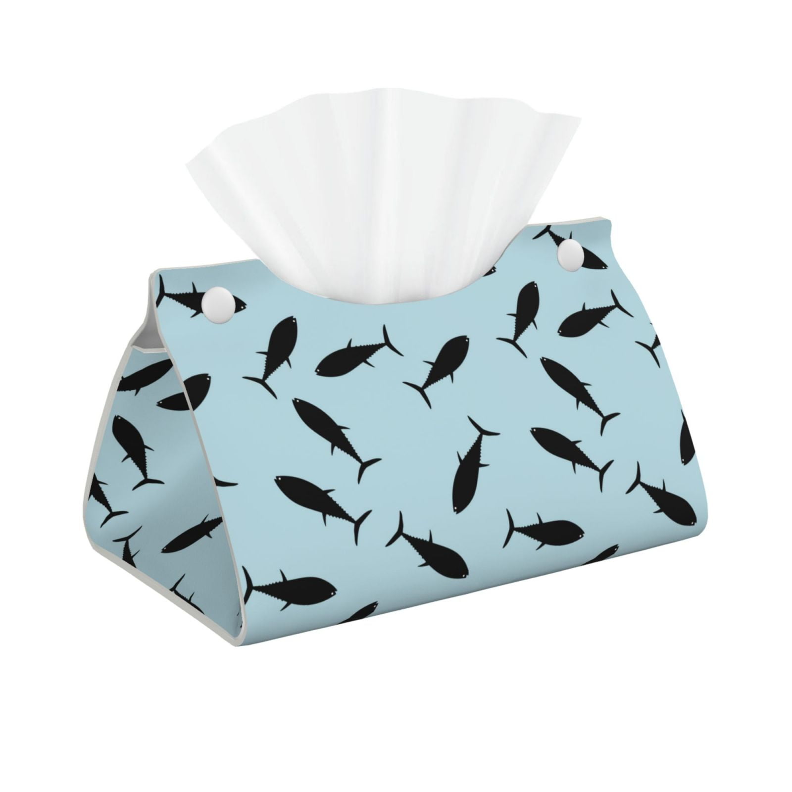 Leather Tissue Box Cover - Black tuna fish Long PVC Tissue Box Holder ...