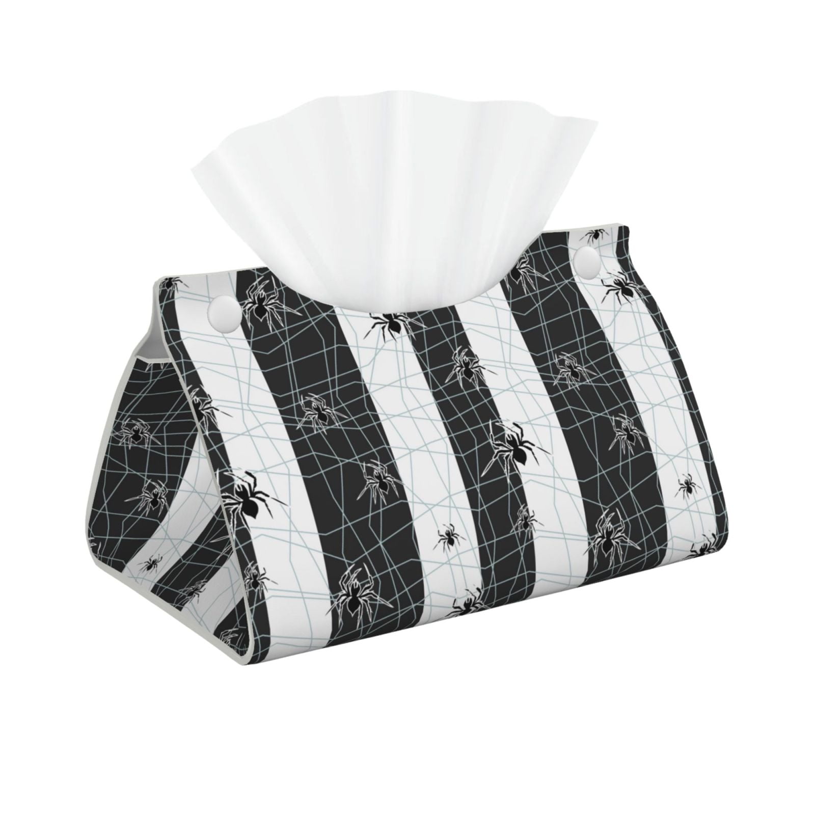 Leather Tissue Box Cover - Black white Spider web cool Long PVC Tissue ...