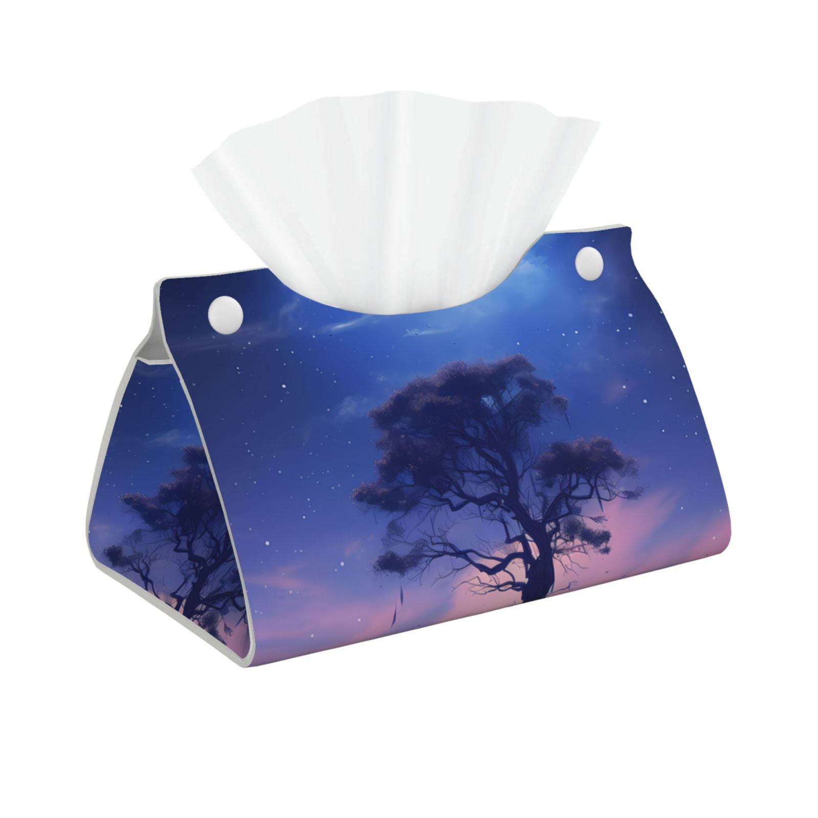 Leather Tissue Box Cover - Blue Moon Tree Long PVC Tissue Box Holder ...