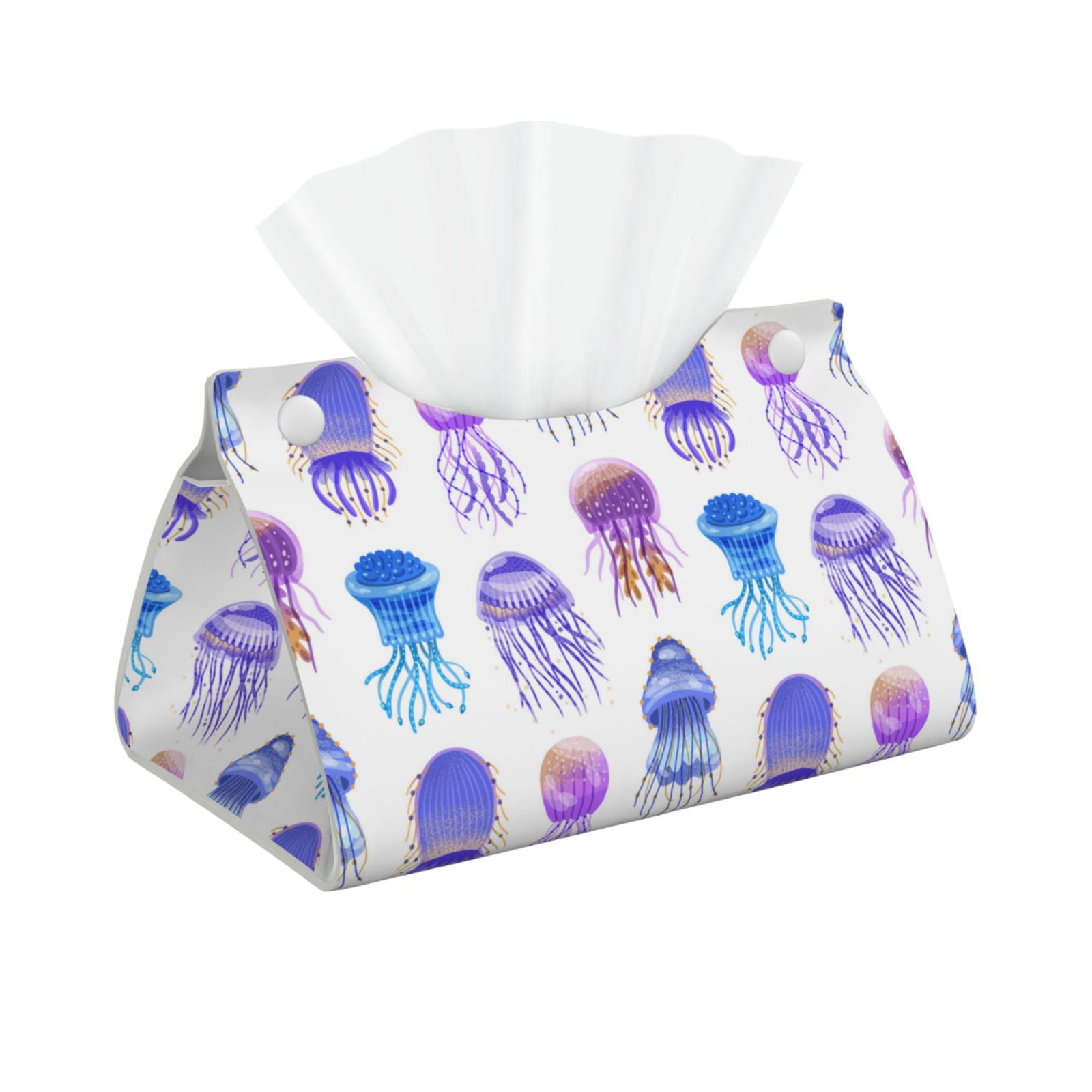 Leather Tissue Box Cover - Blue-Purple Jellyfish Long PVC Tissue Box ...
