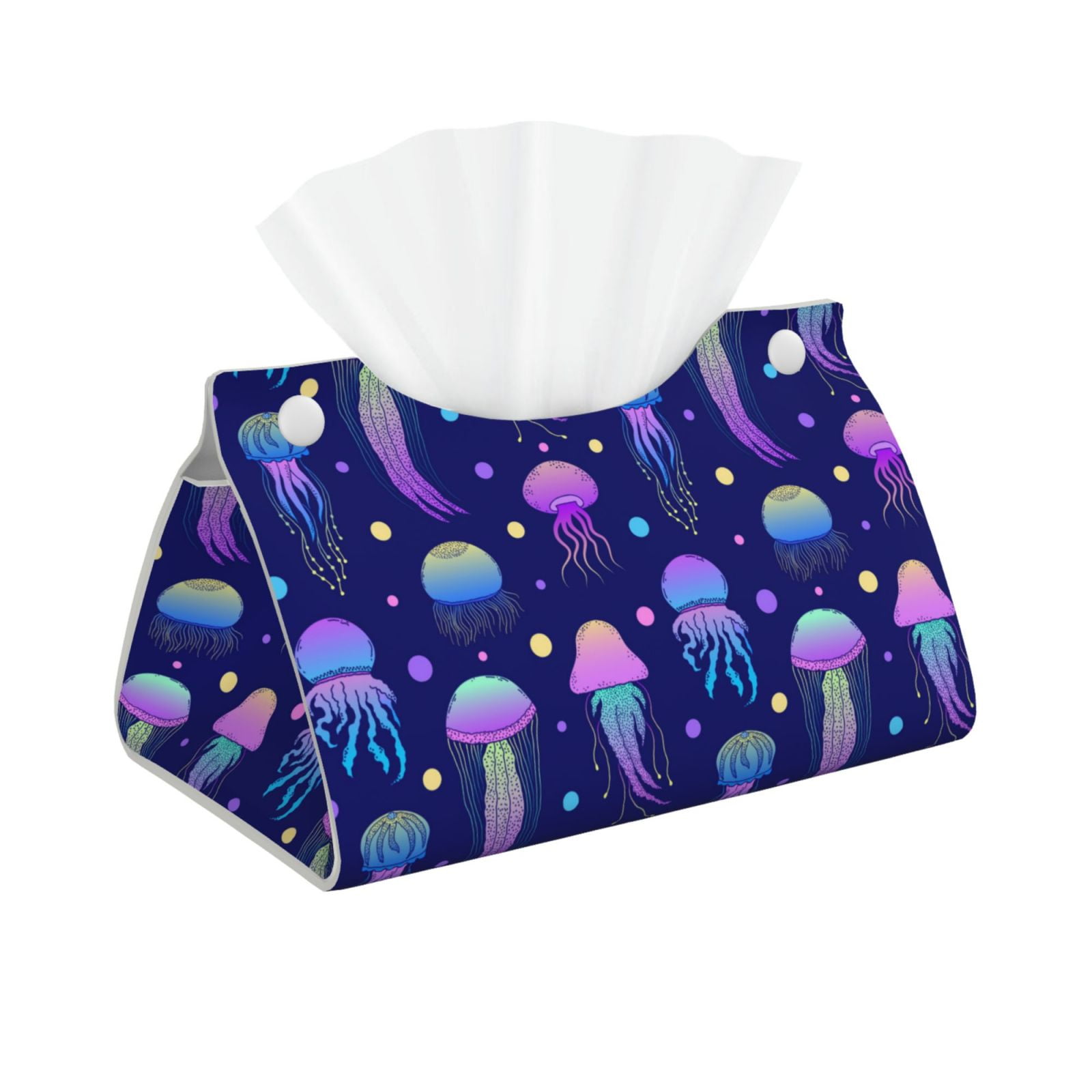 Leather Tissue Box Cover - Blue Purple Jellyfish Long PVC Tissue Box ...