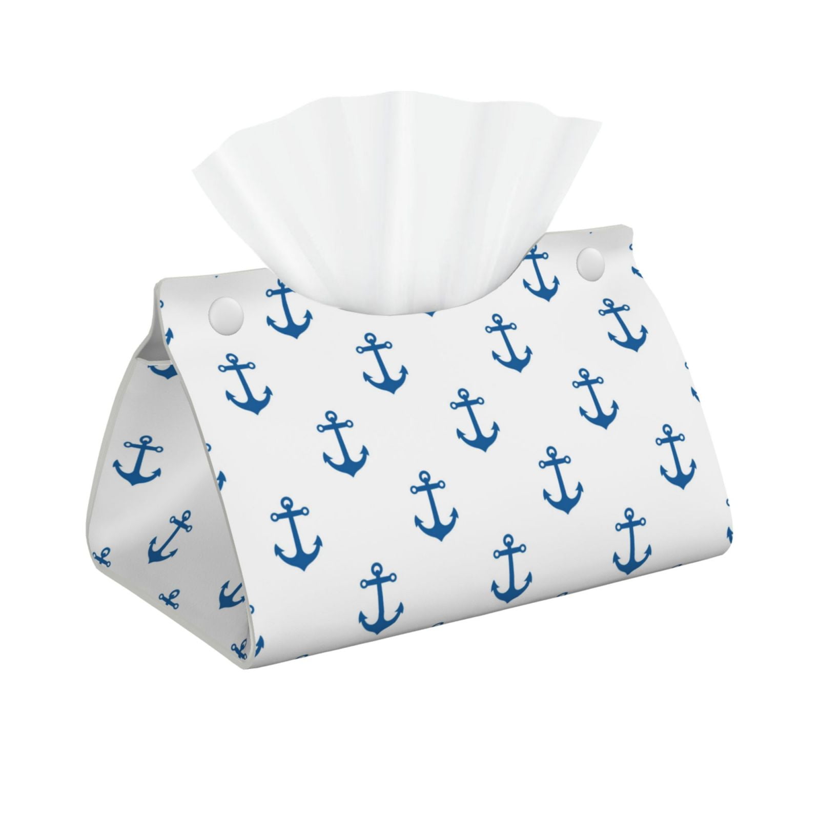 Leather Tissue Box Cover - Blue ship anchors white cute Long PVC Tissue ...