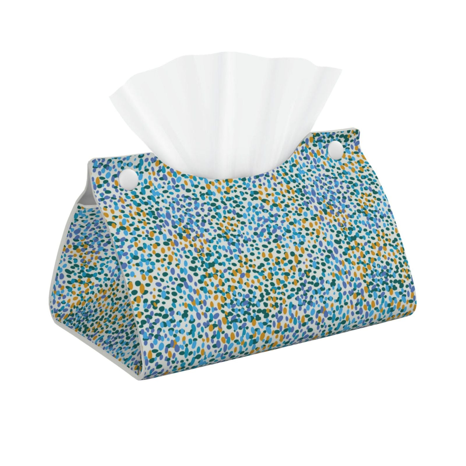 Leather Tissue Box Cover - Blue spotted pattern Long PVC Tissue Box ...