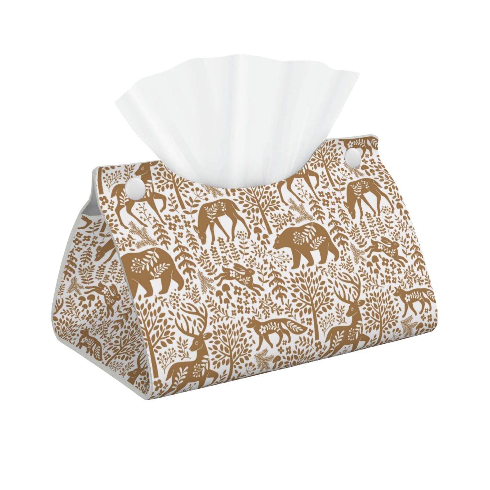 Leather Tissue Box Cover - Bohemian Deer Bear Rabbit Tree_A Long PVC ...
