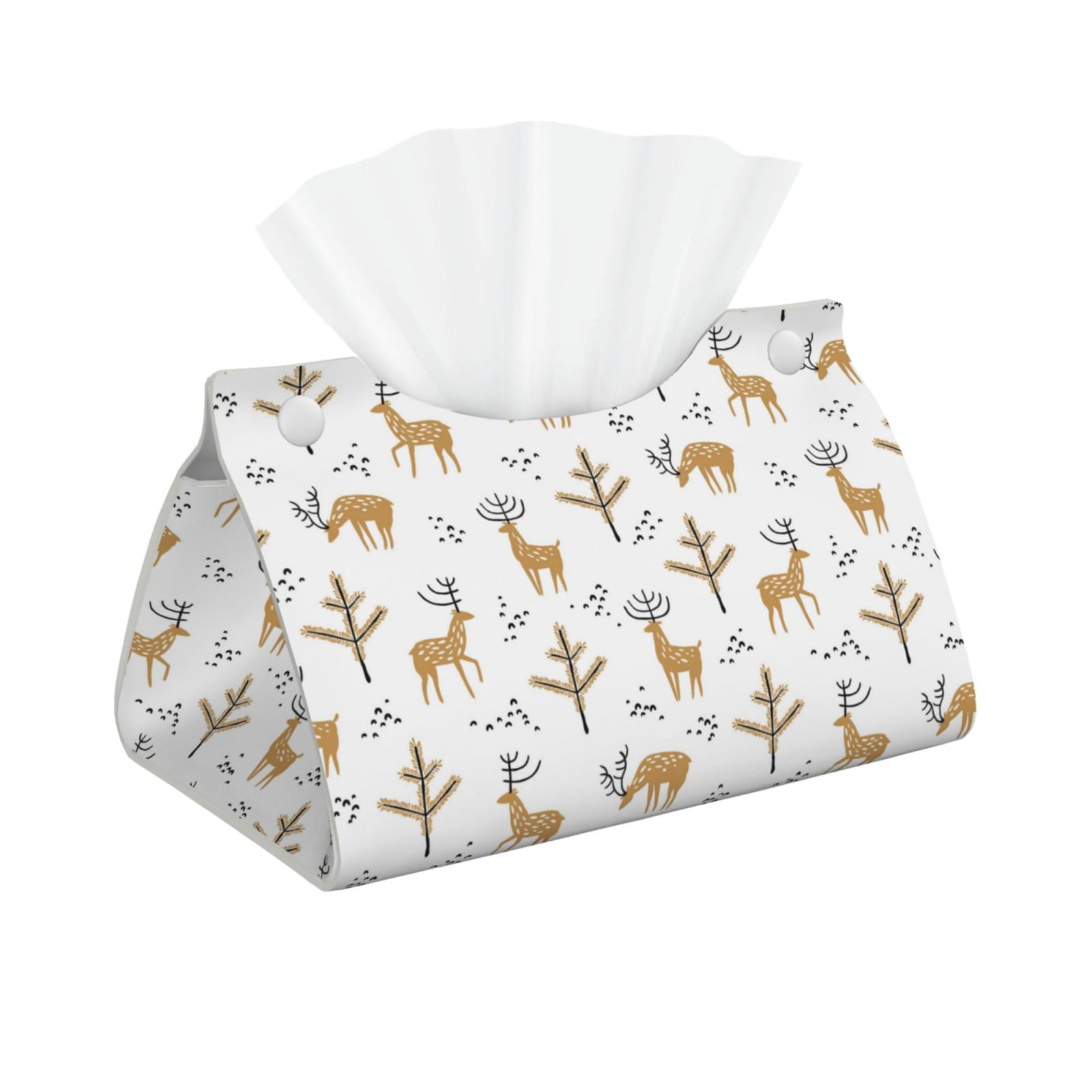 Leather Tissue Box Cover - Bohemian Funny Deer Plant Long PVC Tissue ...