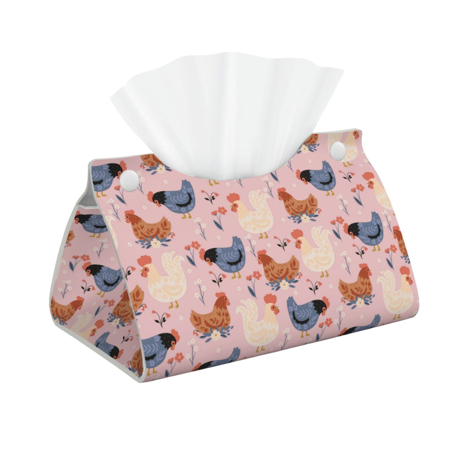 Leather Tissue Box Cover - Bohemian Pattern Chicken Flower Long PVC ...