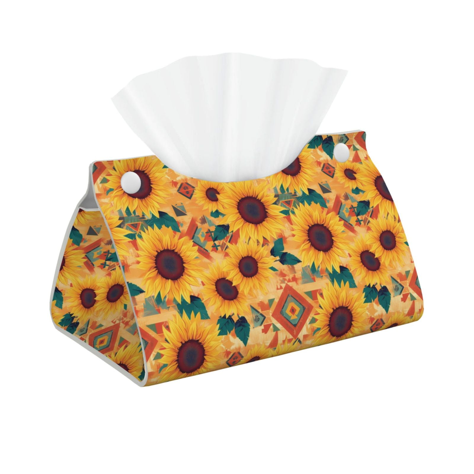 Leather Tissue Box Cover - Bohemian Sunflower Long PVC Tissue Box ...