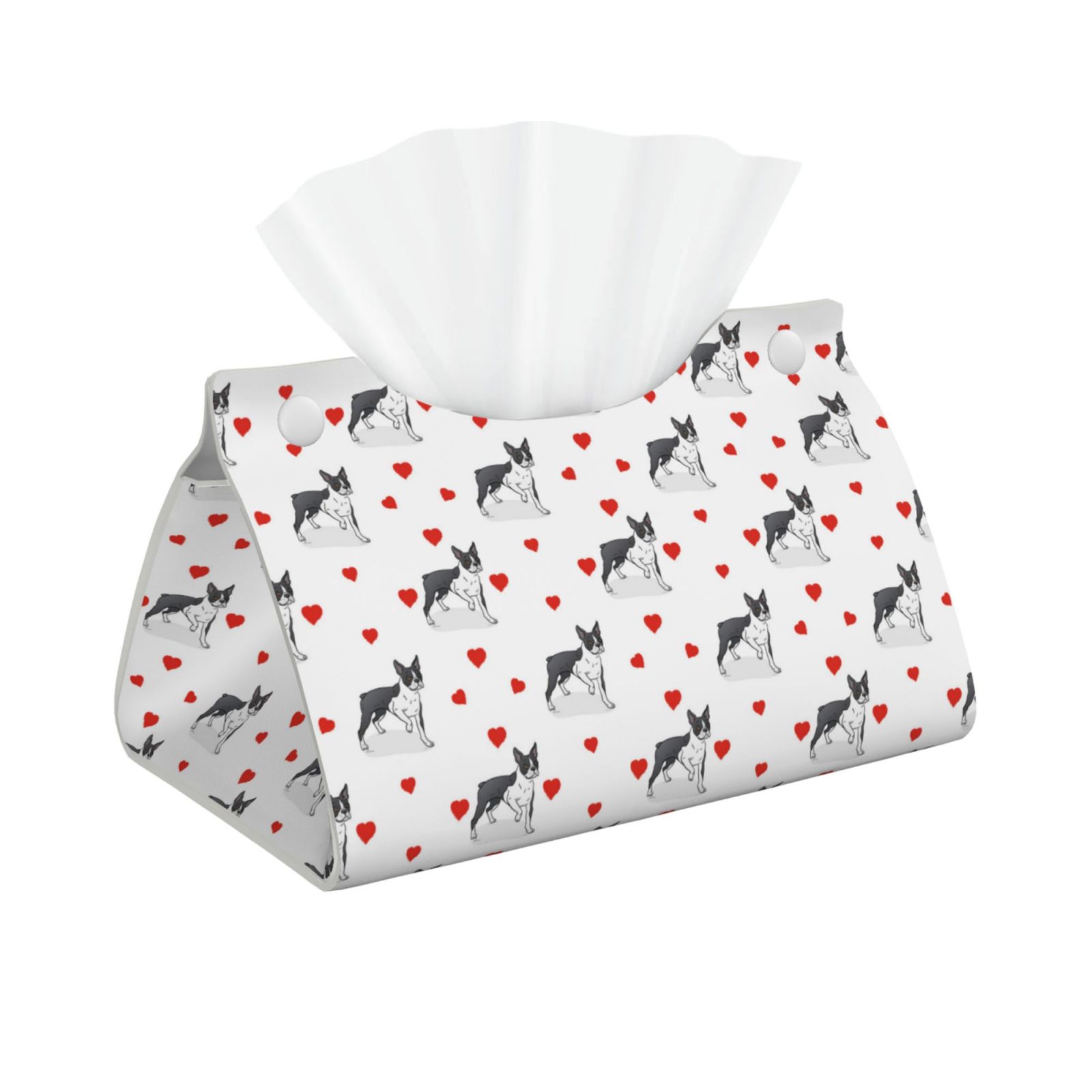 Leather Tissue Box Cover - Boston Terrier dog hearts cute Long PVC ...