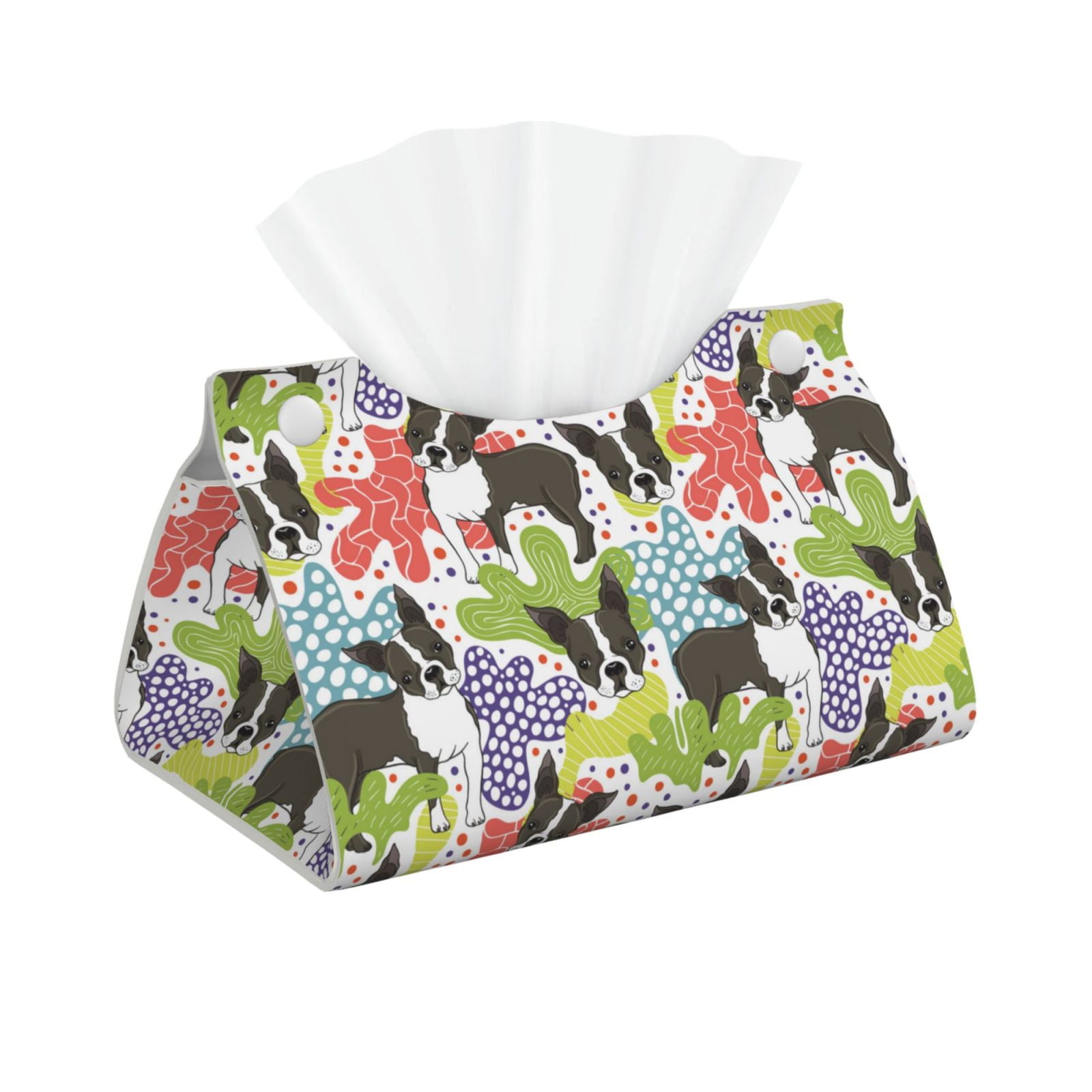Leather Tissue Box Cover - Boston terrier dog doodle cute Long PVC ...