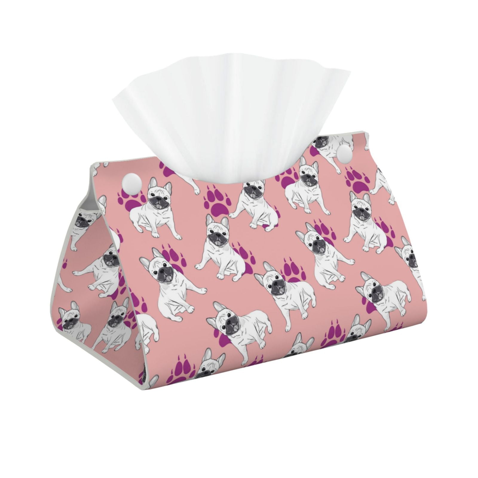 Leather Tissue Box Cover - Bulldog pink Long PVC Tissue Box Holder for ...