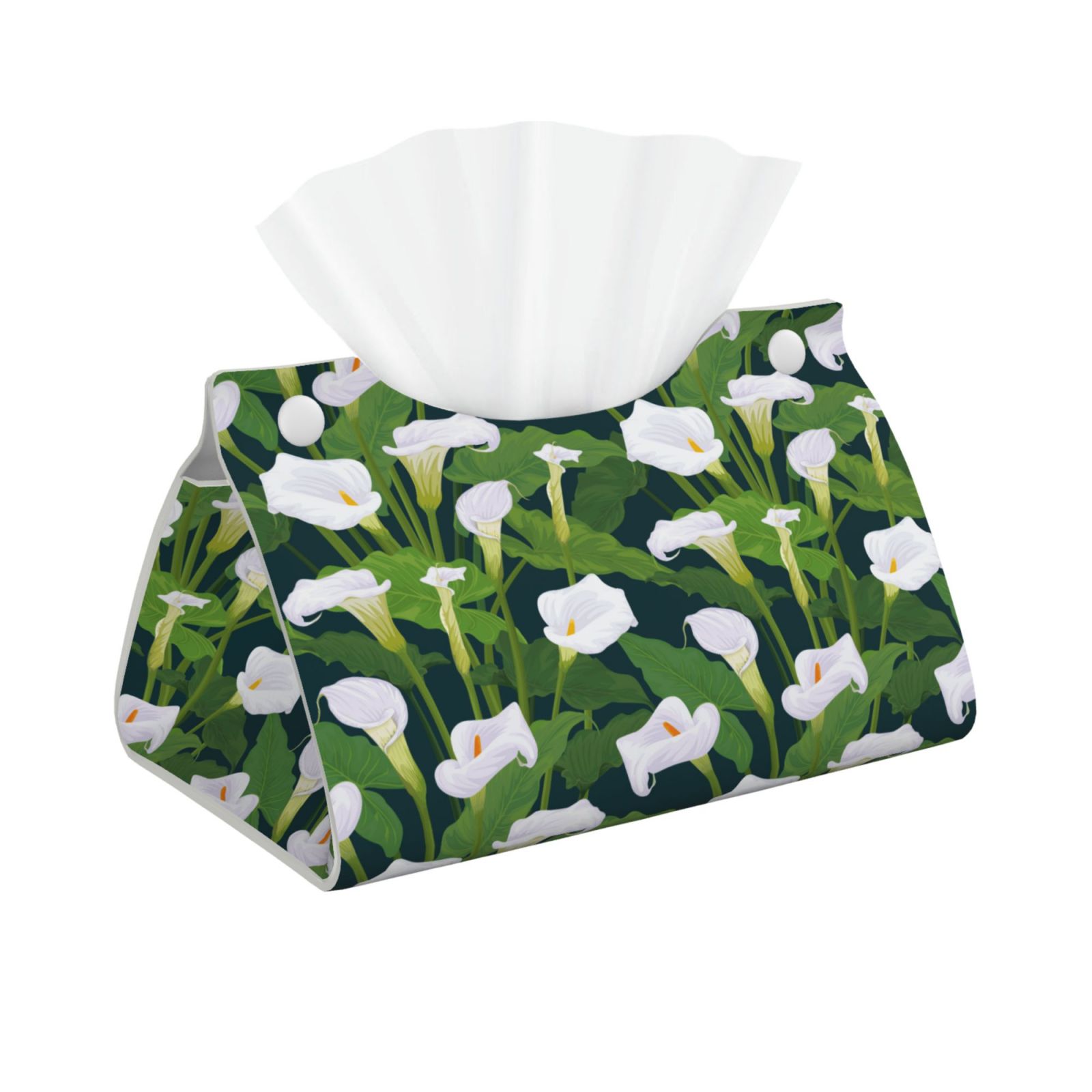 Leather Tissue Box Cover - Calla Lily Flowers Bouquet Long PVC Tissue ...
