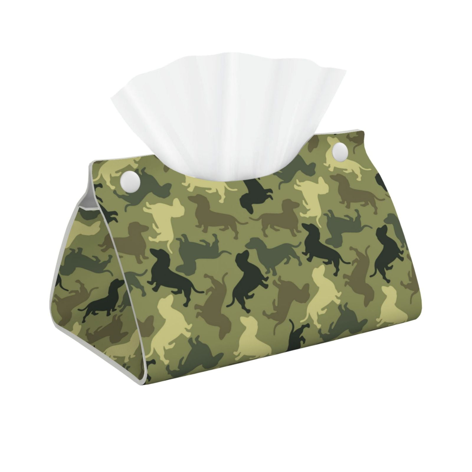 Leather Tissue Box Cover - Camouflage dog Print Long PVC Tissue Box ...
