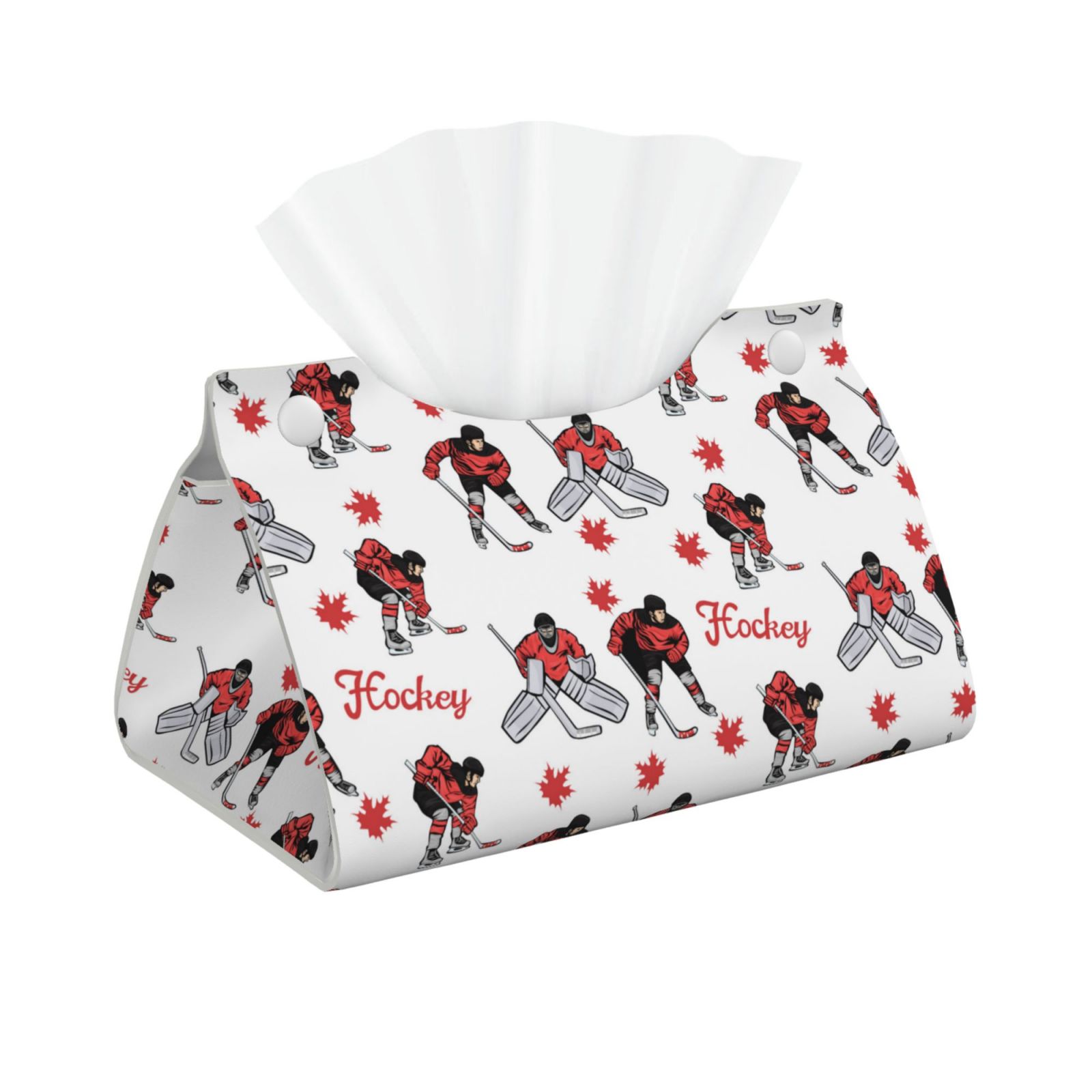 Leather Tissue Box Cover - Canada hockey players maple leaves Long PVC ...