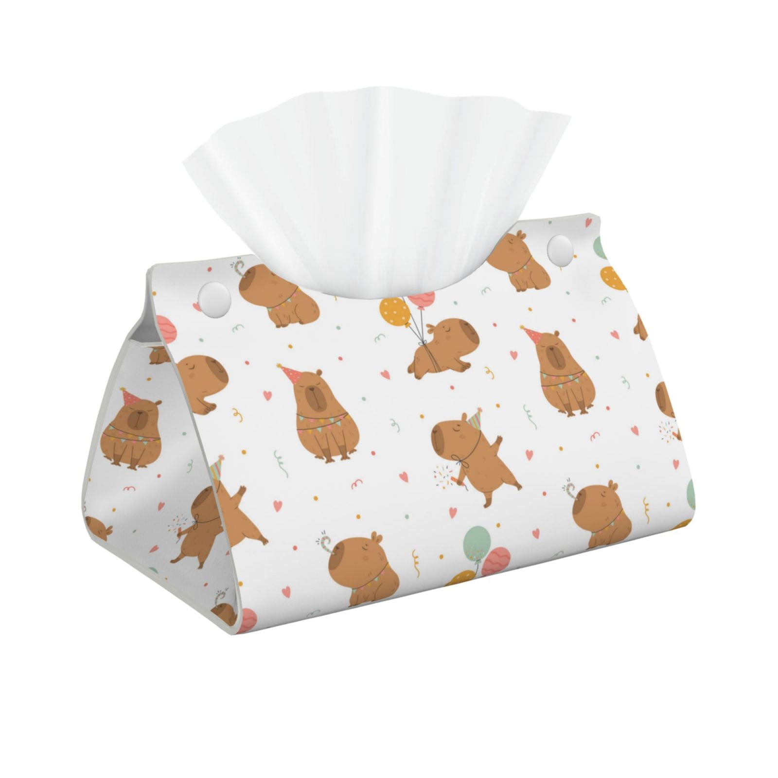 Leather Tissue Box Cover - Capybaras Birthday Long PVC Tissue Box ...