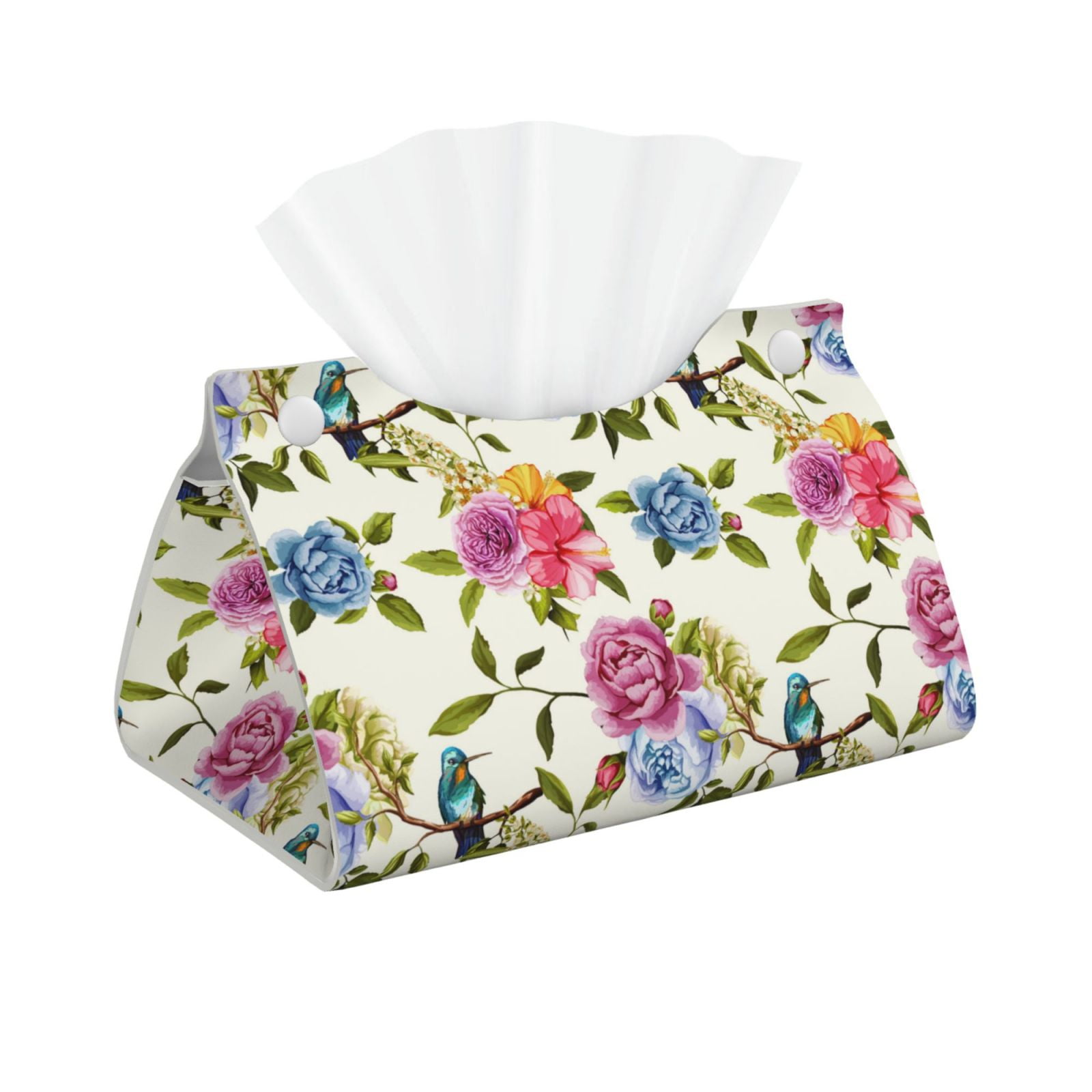 Leather Tissue Box Cover - Carnation Hummingbird Pattern Long PVC ...