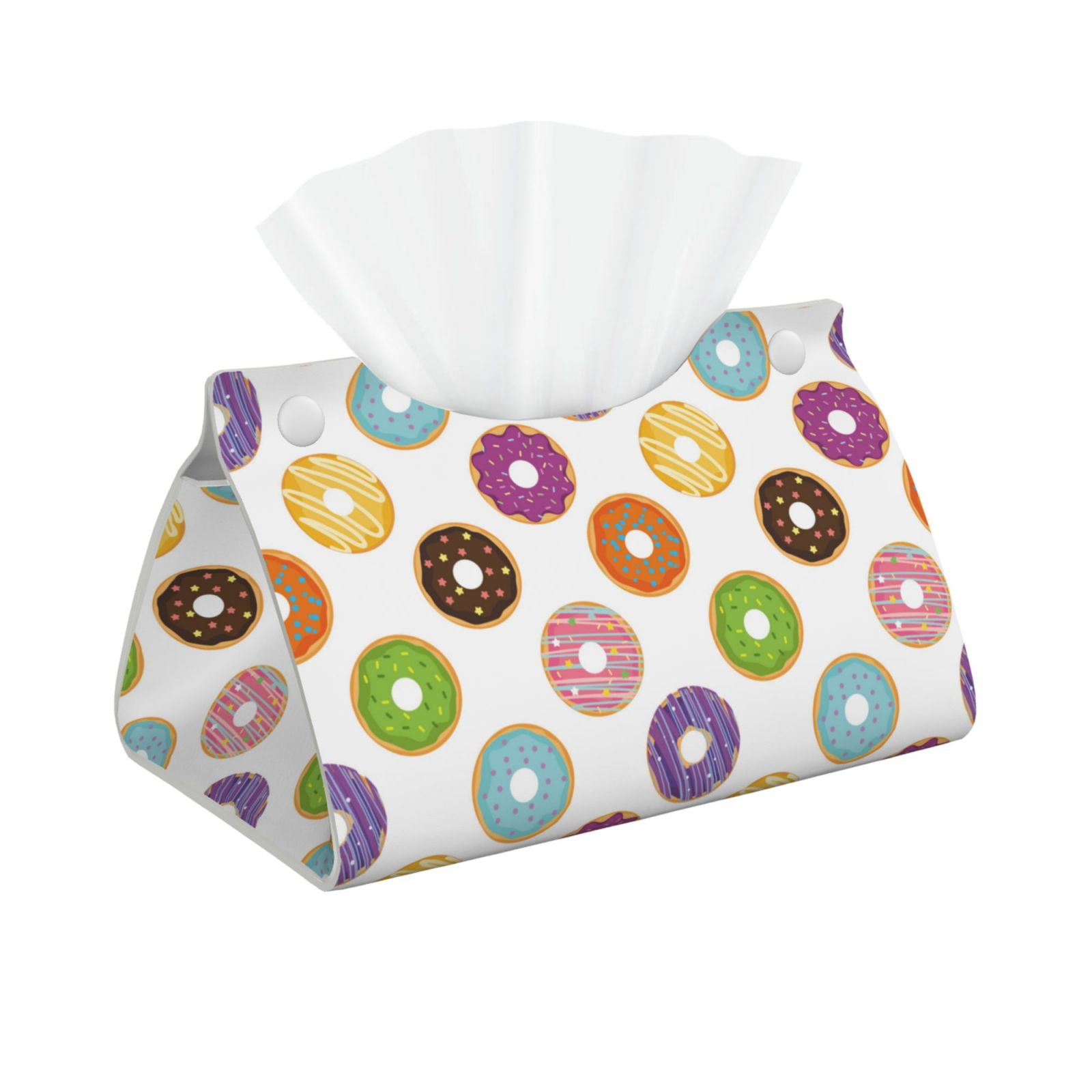 Leather Tissue Box Cover - Cartoon Colourful Donuts Long PVC Tissue Box ...