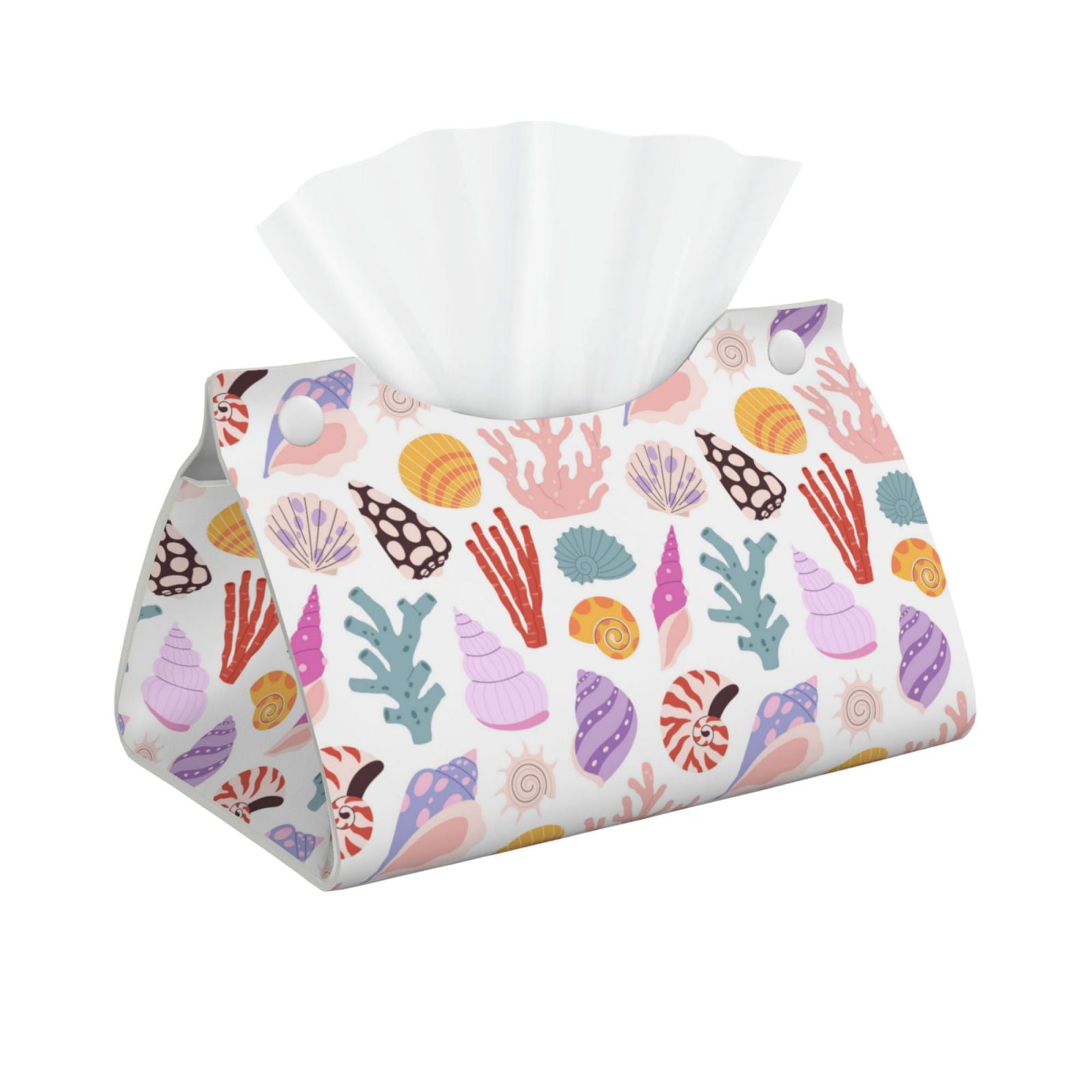 Leather Tissue Box Cover - Cartoon Coral Shell Conch Long PVC Tissue ...