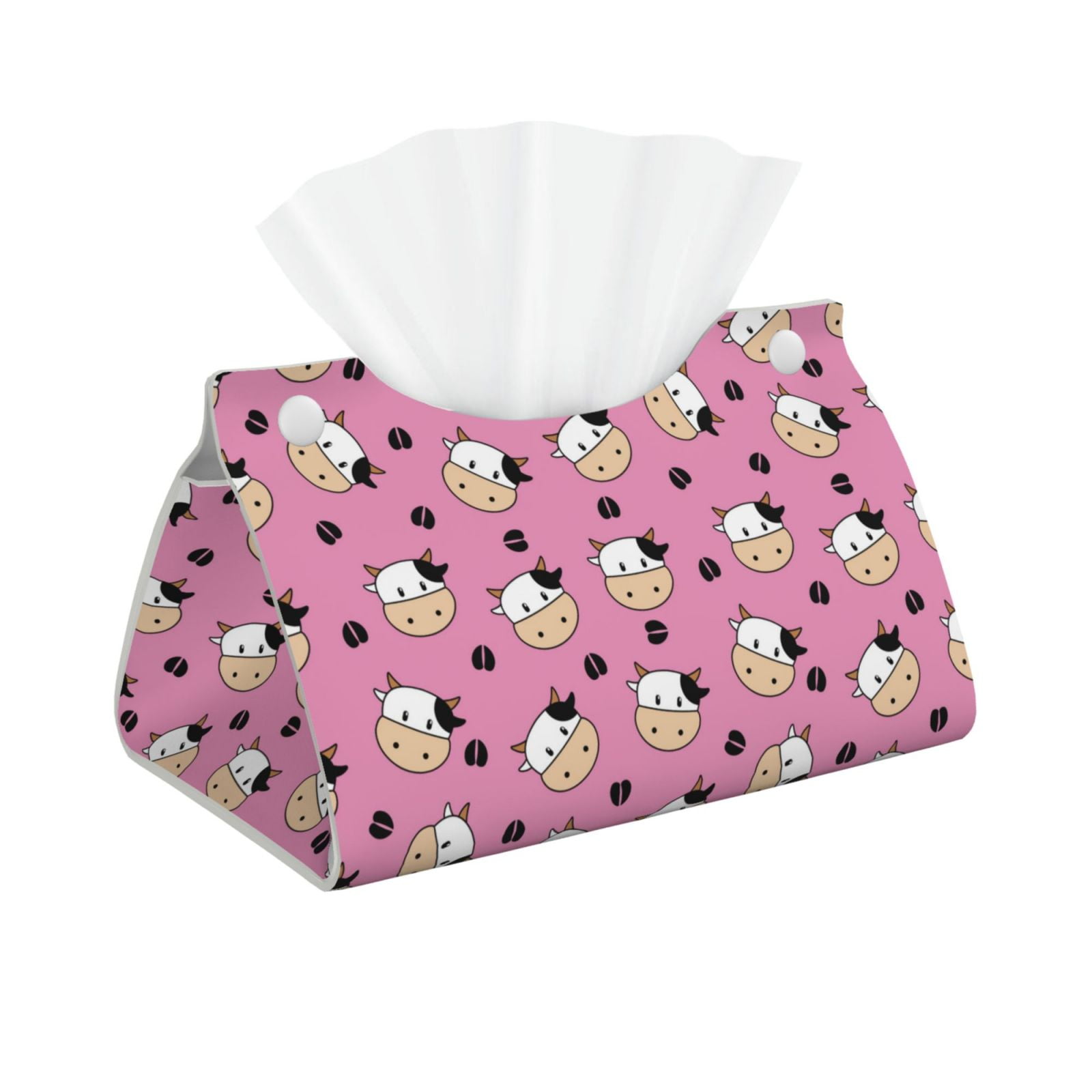 Leather Tissue Box Cover - Cartoon Cute Cow Head Pink Long PVC Tissue ...