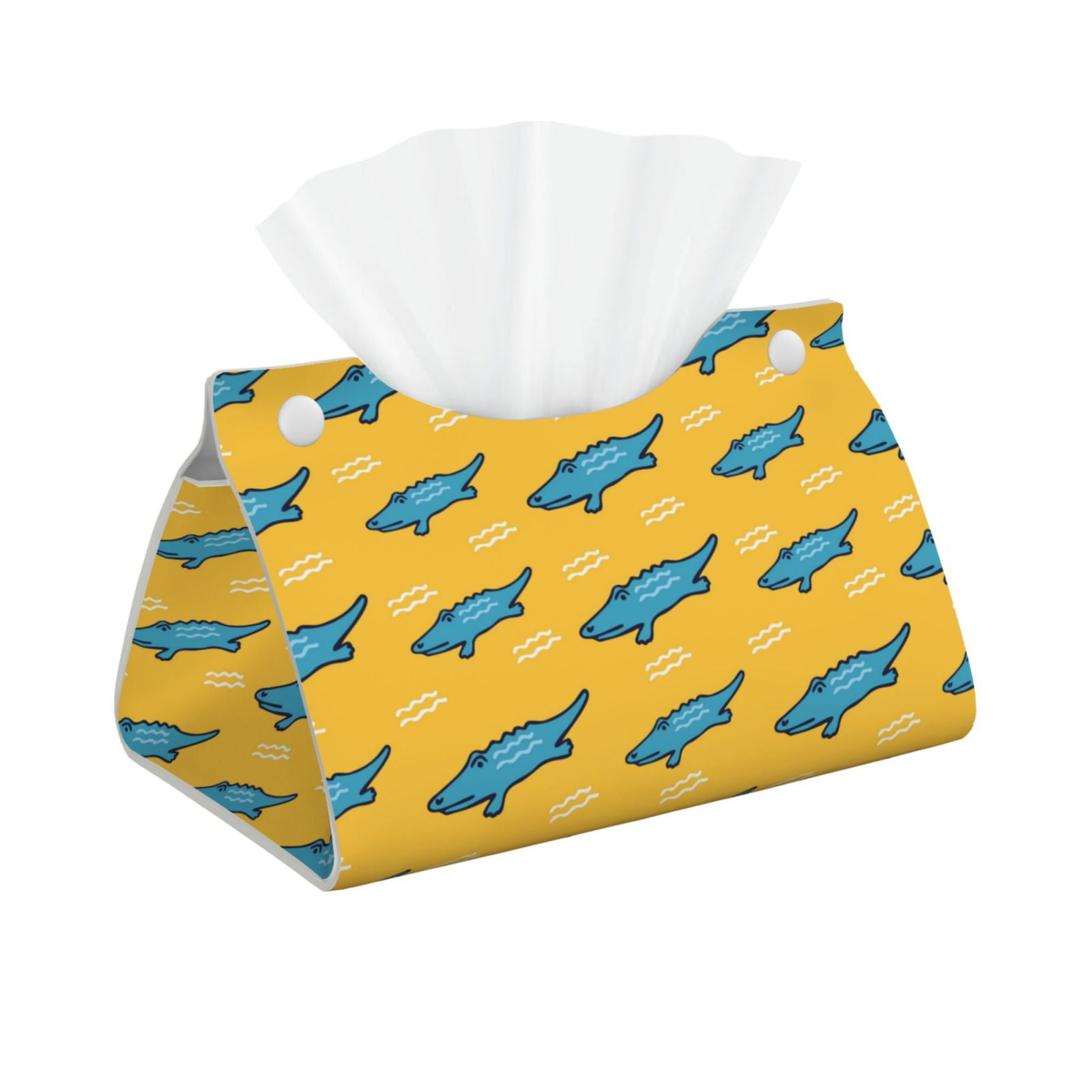 Leather Tissue Box Cover - Cartoon Cute Crocodile Yellow Long PVC ...