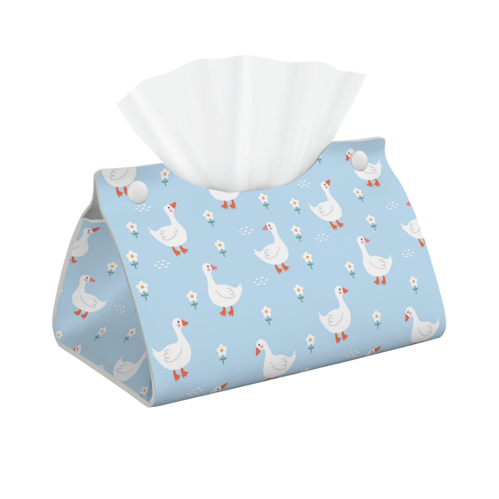 Leather Tissue Box Cover - Cartoon Cute Duck Flower Long PVC Tissue Box ...