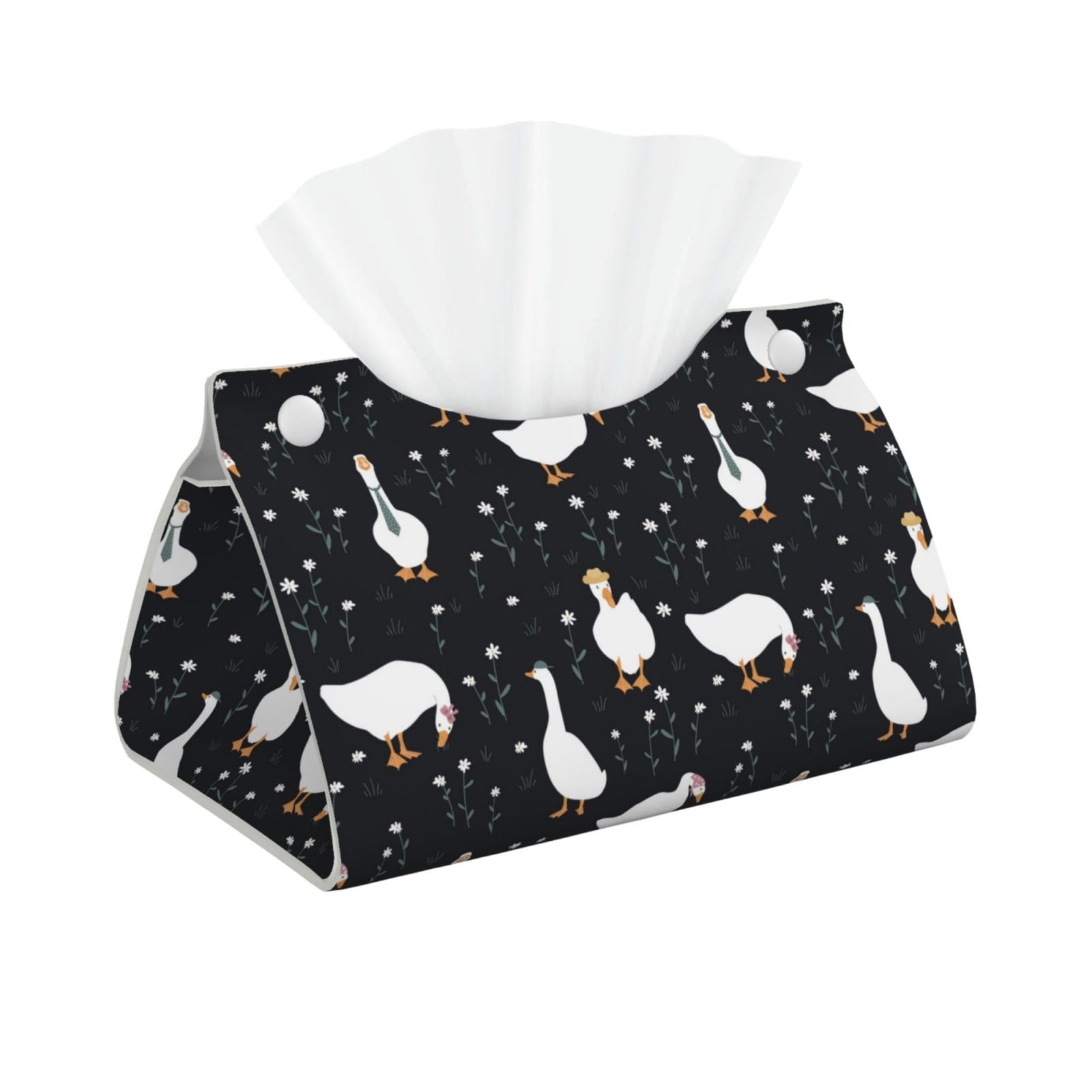 Leather Tissue Box Cover - Cartoon Cute Duck Hat Tie Flower Long PVC ...