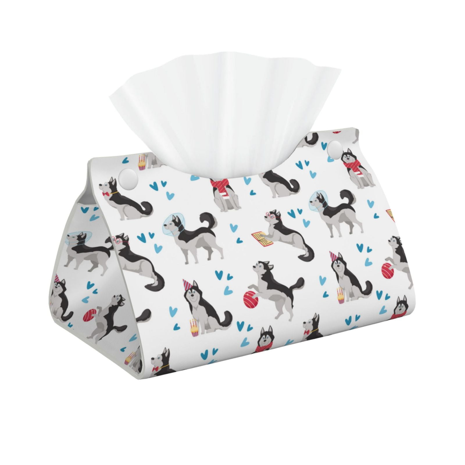 Leather Tissue Box Cover - Cartoon Cute Husky Dog Funny Long PVC Tissue ...