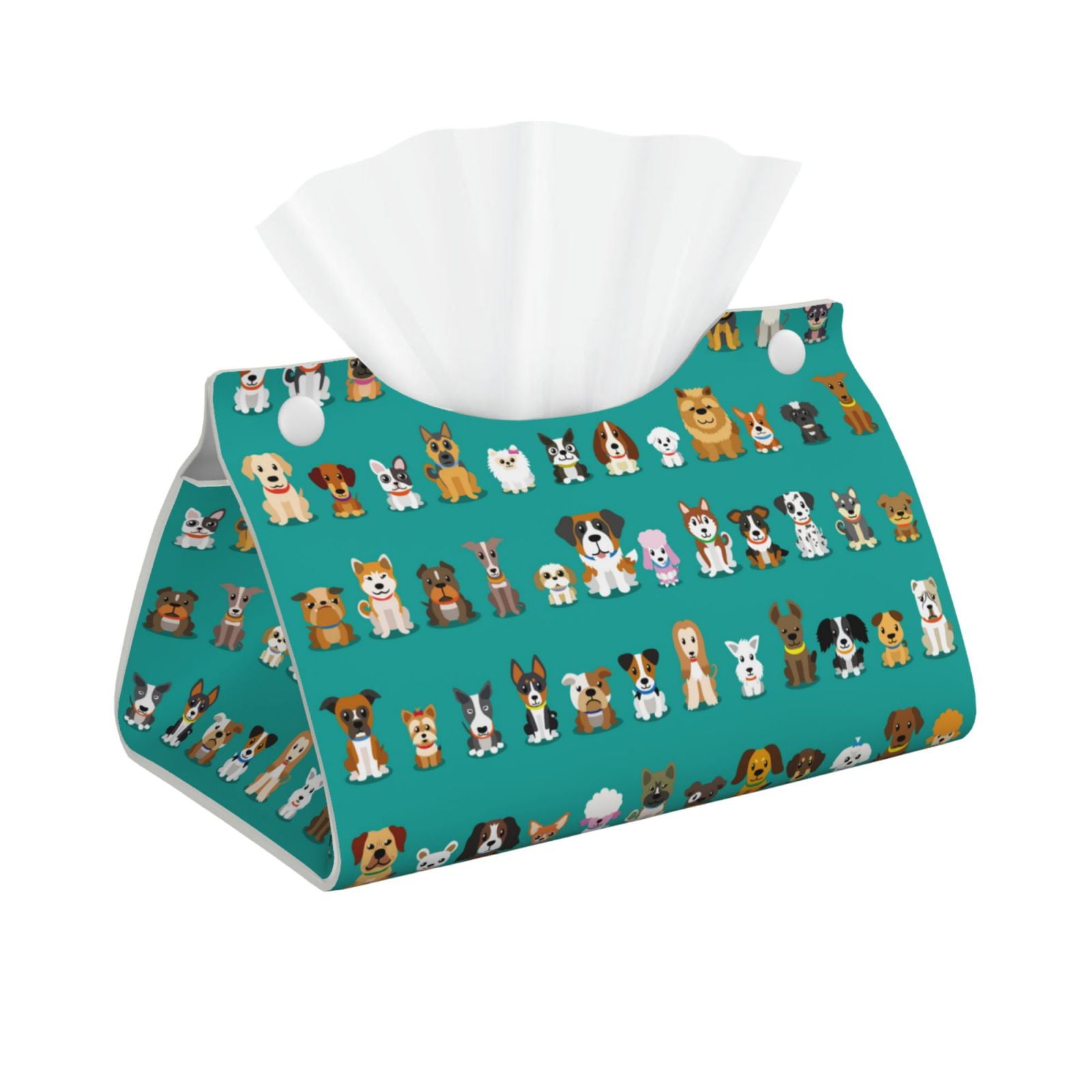 Leather Tissue Box Cover - Cartoon Dogs Long PVC Tissue Box Holder for ...