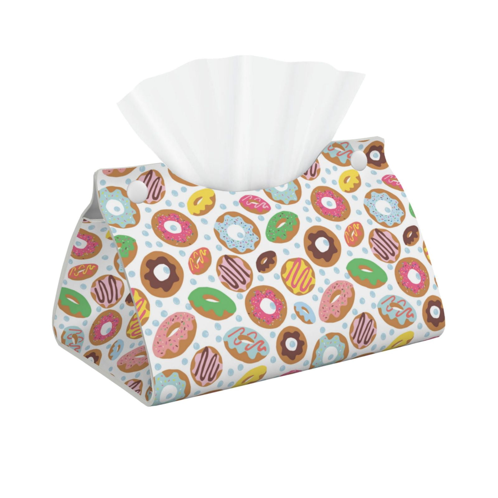 Leather Tissue Box Cover - Cartoon Donut Print Cute Long PVC Tissue Box ...