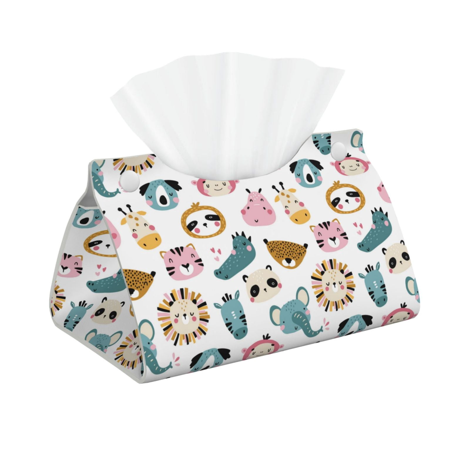 Leather Tissue Box Cover - Cartoon animals A Long PVC Tissue Box Holder ...