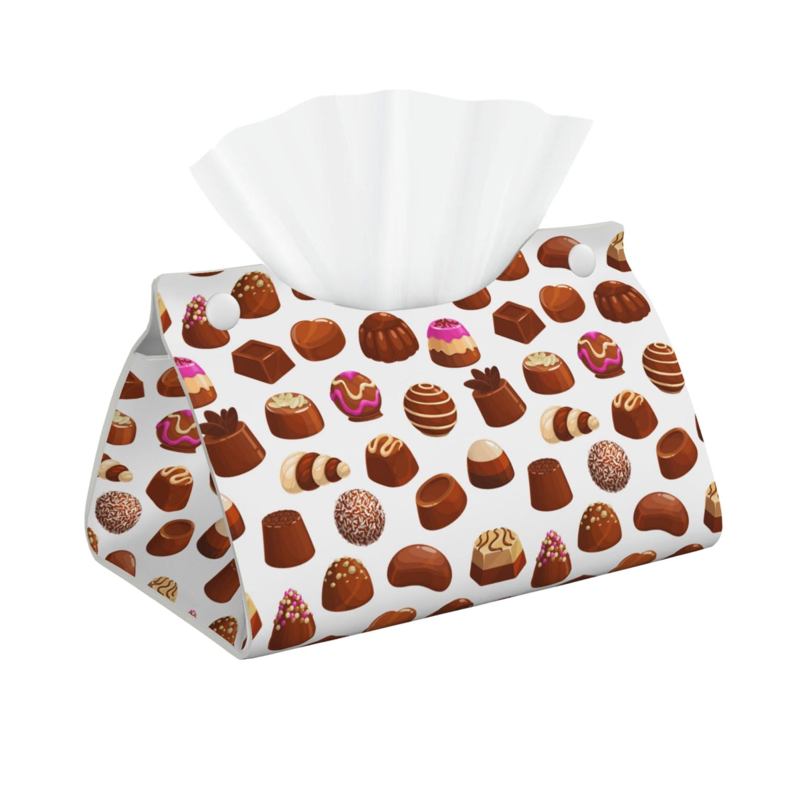 Leather Tissue Box Cover - Chocolate Dessert Patterns Long PVC Tissue ...