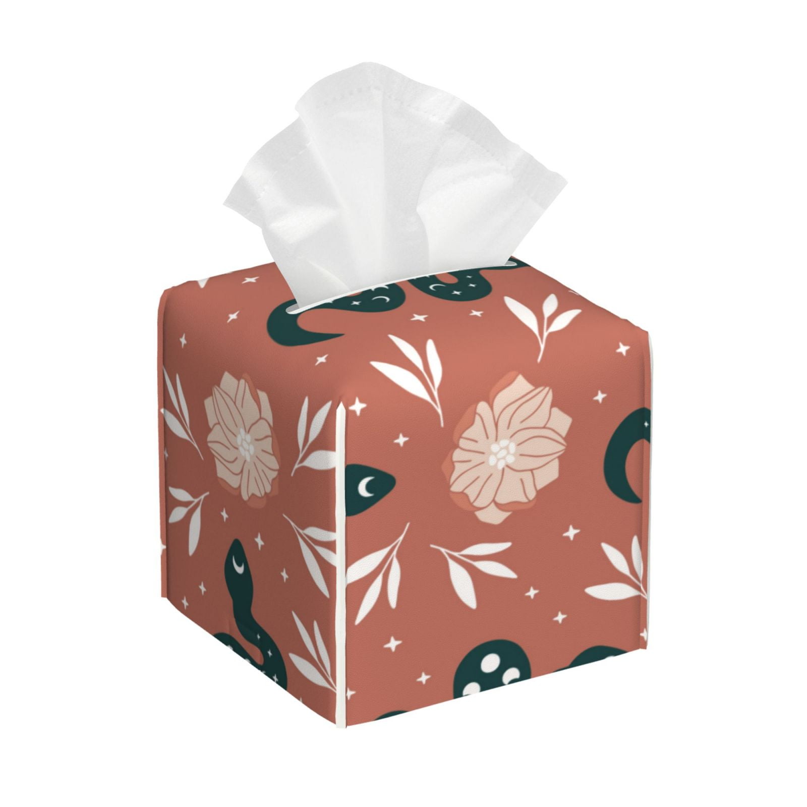 Leather Tissue Box Cover - Classic Cartoon Snake Flower Tissue Box ...
