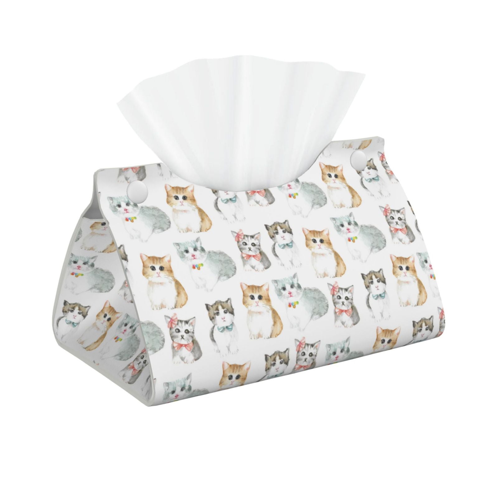 Leather Tissue Box Cover - Classic Painted Cute Cartoon Cat Long PVC ...