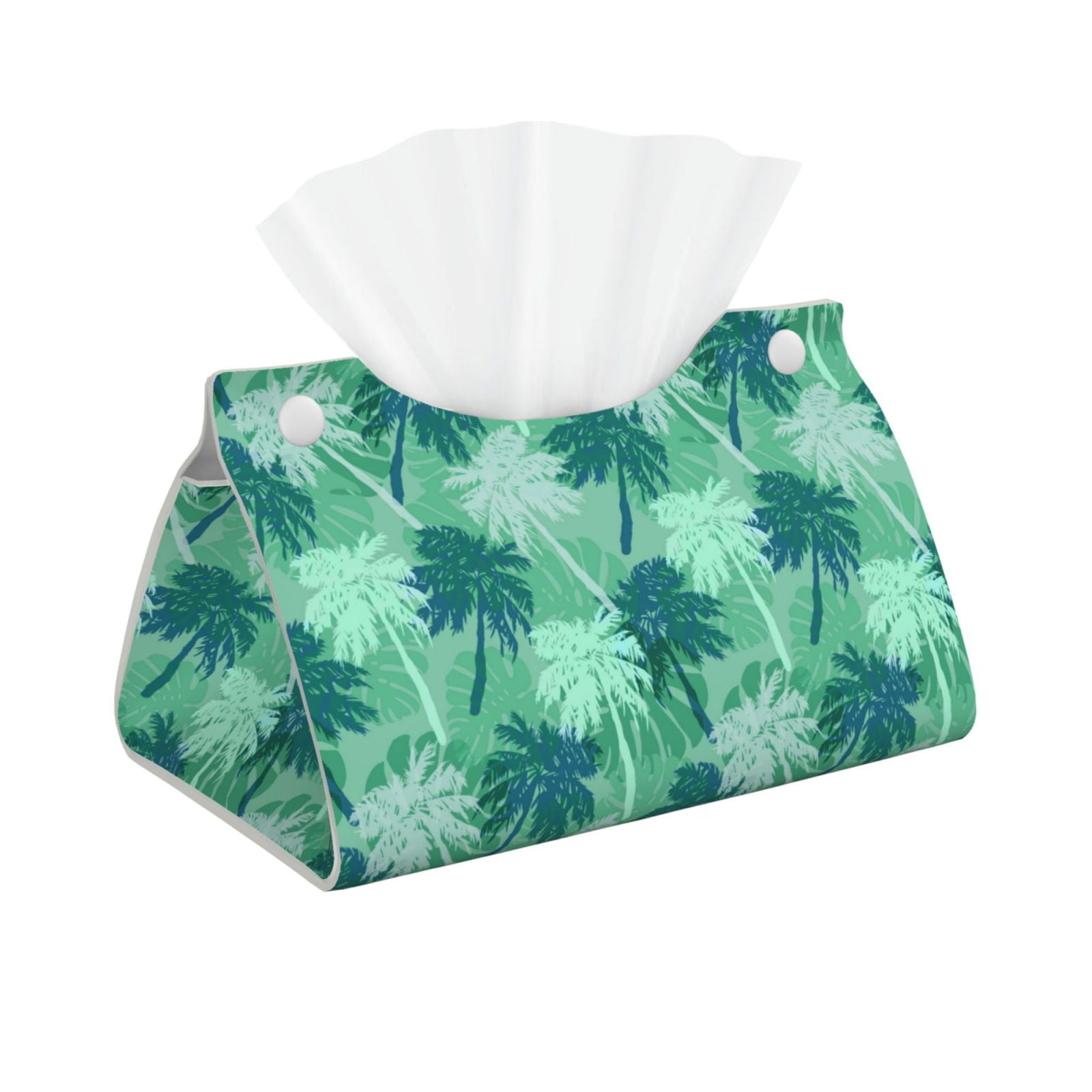 Leather Tissue Box Cover - Coconut trees Camouflage Long PVC Tissue Box ...