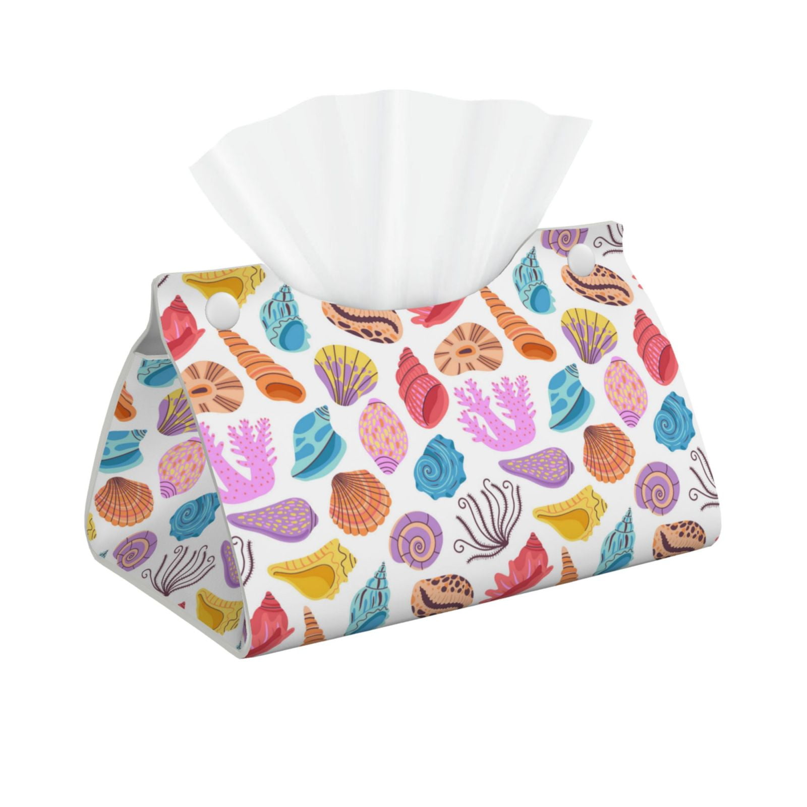 Leather Tissue Box Cover - Colorful Cartoon Shell Conch Long PVC Tissue ...