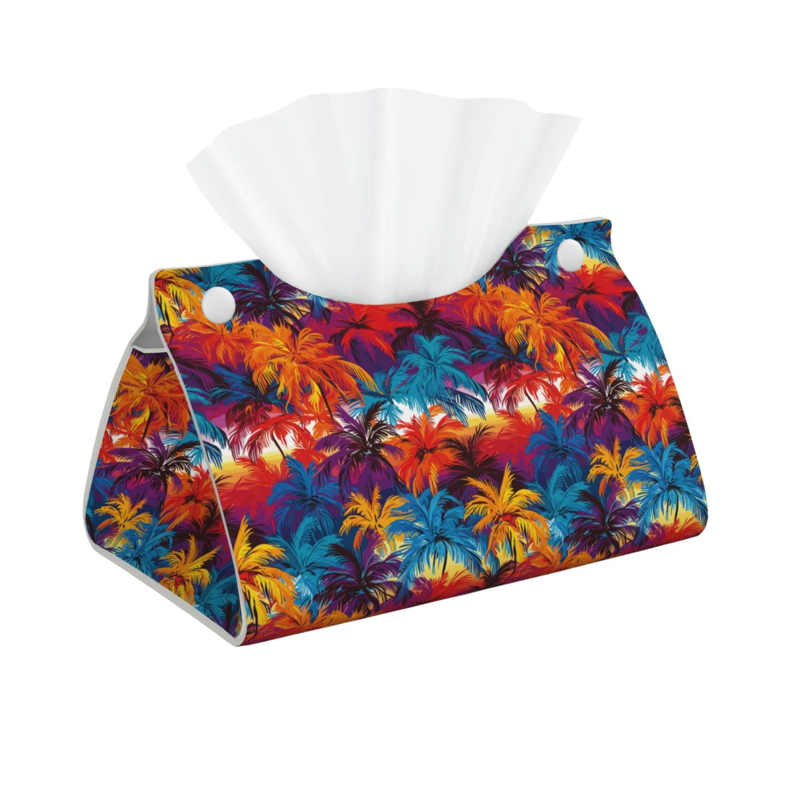 Leather Tissue Box Cover - Colorful Coconut Tree Long PVC Tissue Box ...