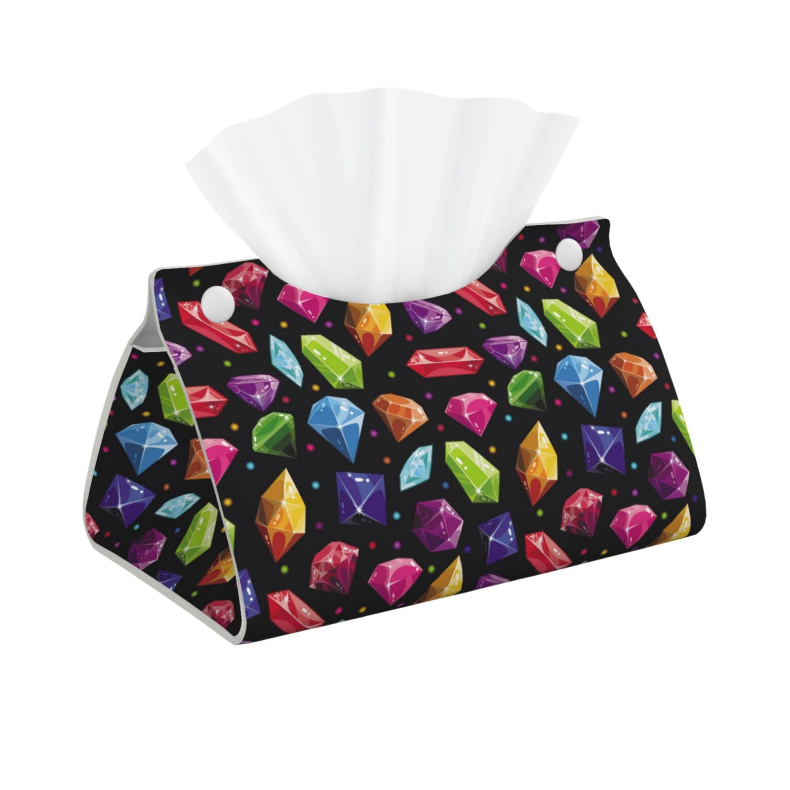 Leather Tissue Box Cover - Colorful Diamond Long PVC Tissue Box Holder ...