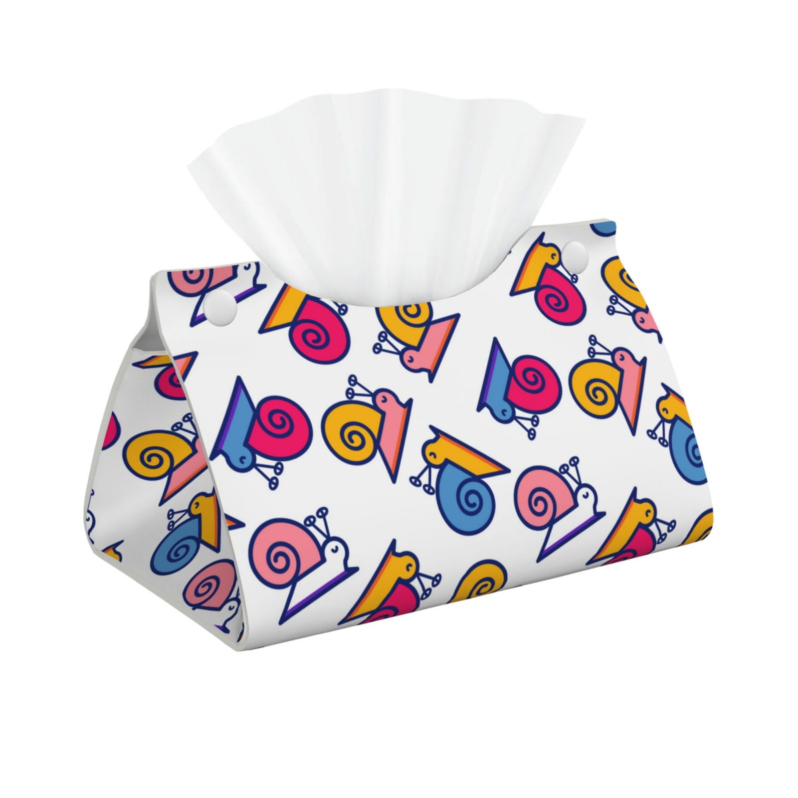 Leather Tissue Box Cover - Colorful Snails Long PVC Tissue Box Holder ...