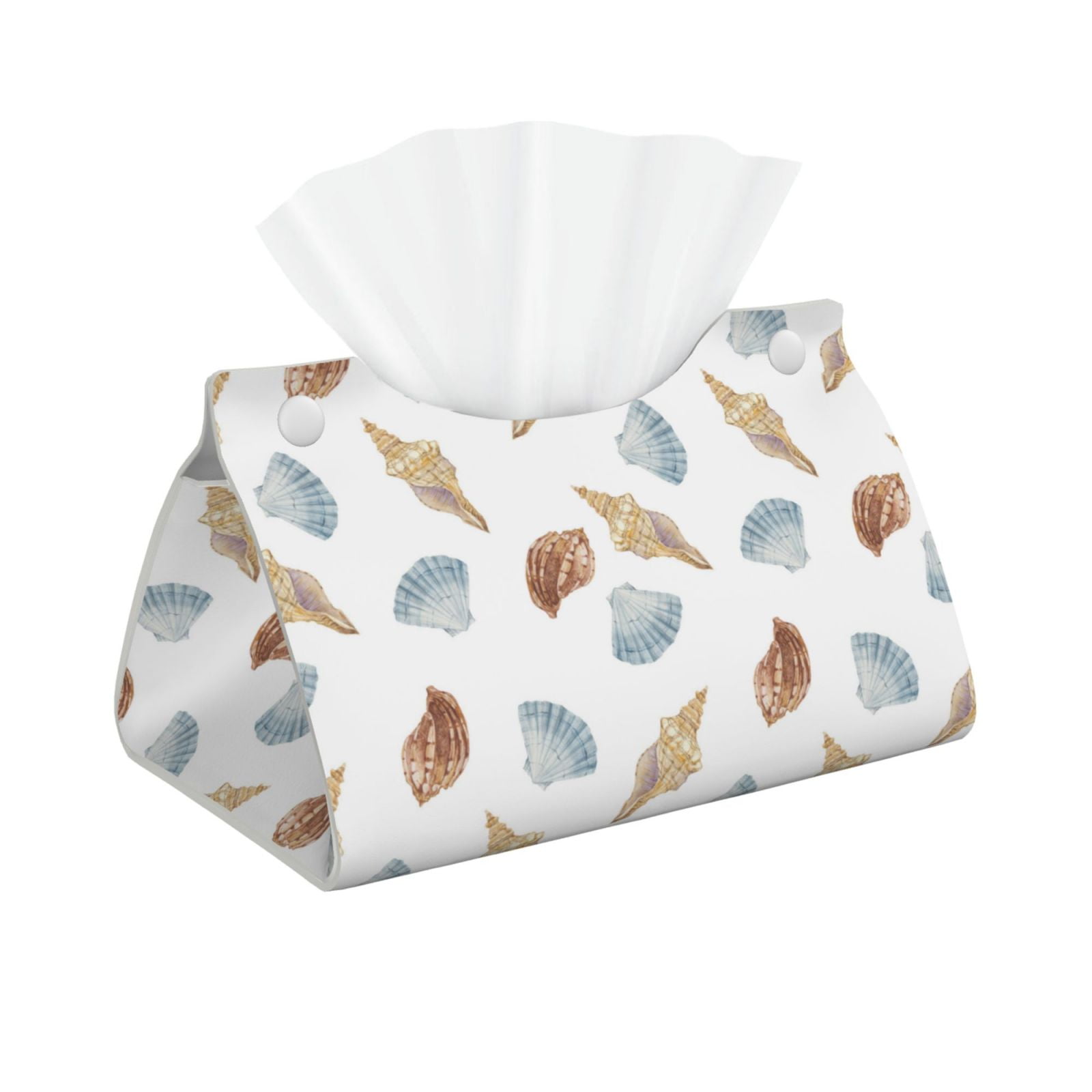 Leather Tissue Box Cover - Conch Scallop Long PVC Tissue Box Holder for ...