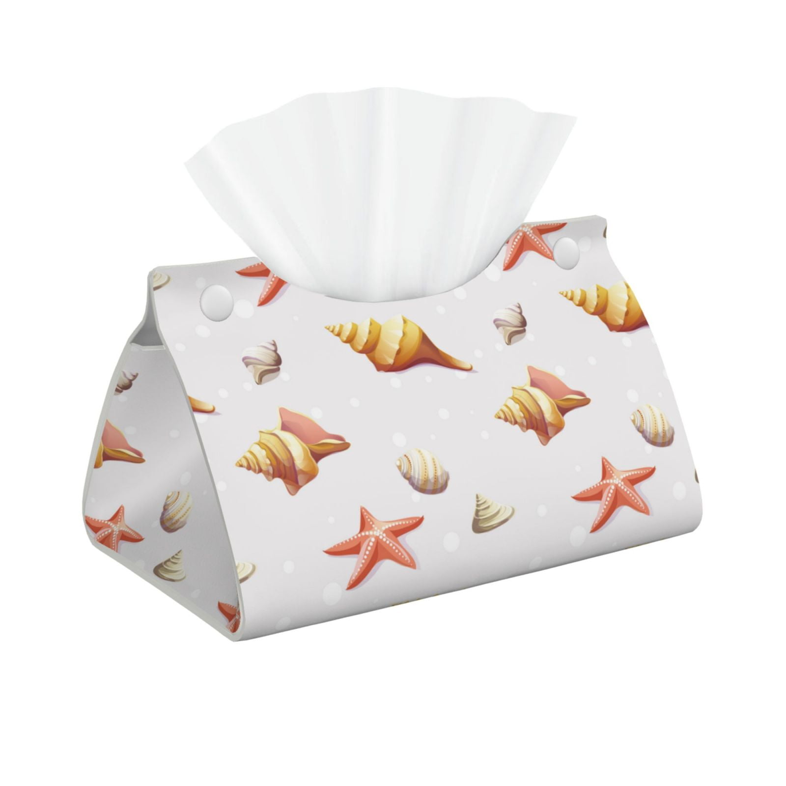 Leather Tissue Box Cover - Conch Shells Print No.902 Long PVC Tissue ...