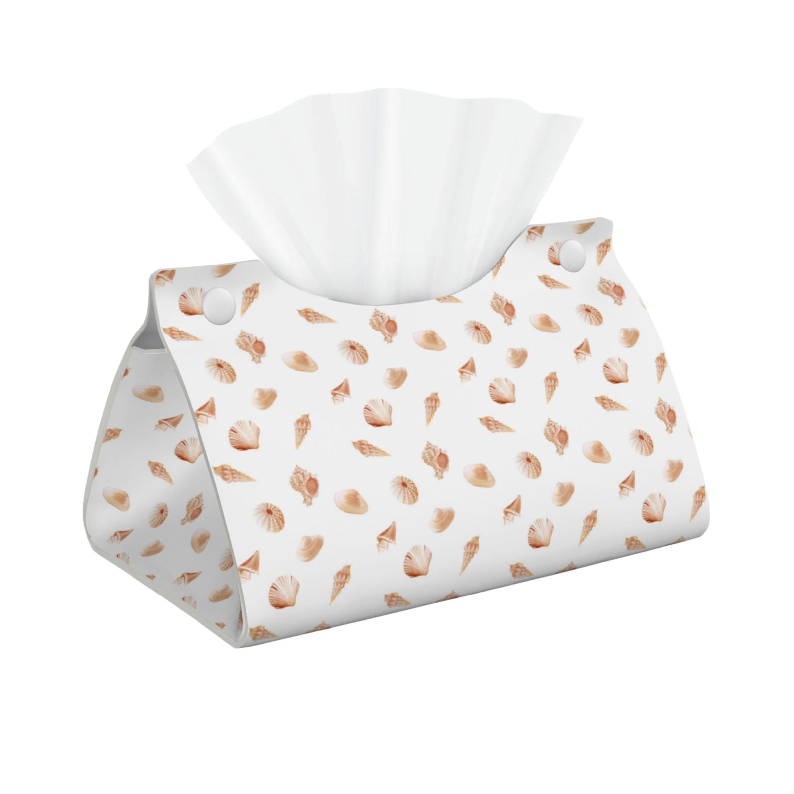 Leather Tissue Box Cover - Conch Shells Print No.9027 Long PVC Tissue ...