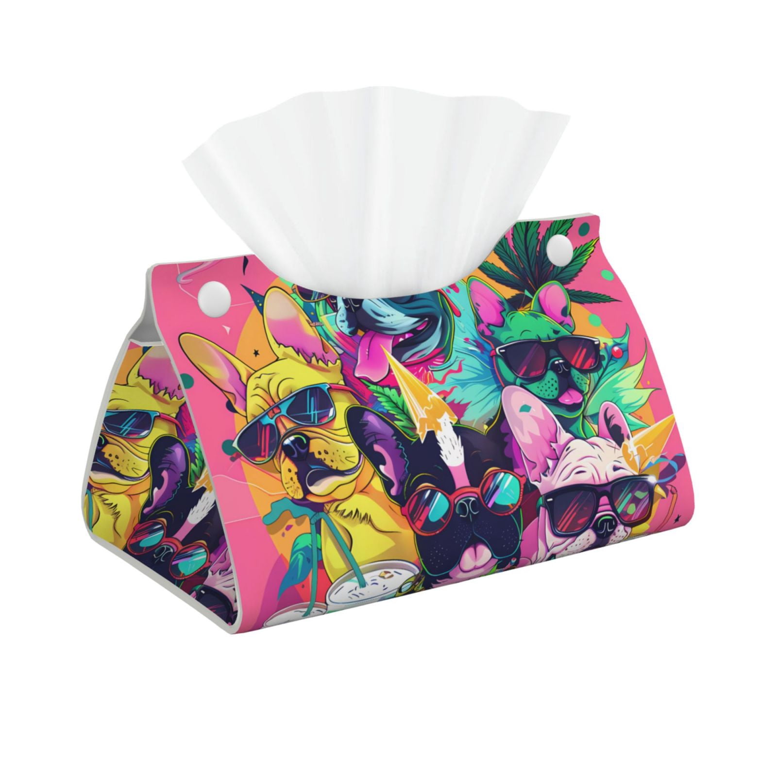 Leather Tissue Box Cover - Cool French Bulldog No.136 Long PVC Tissue ...