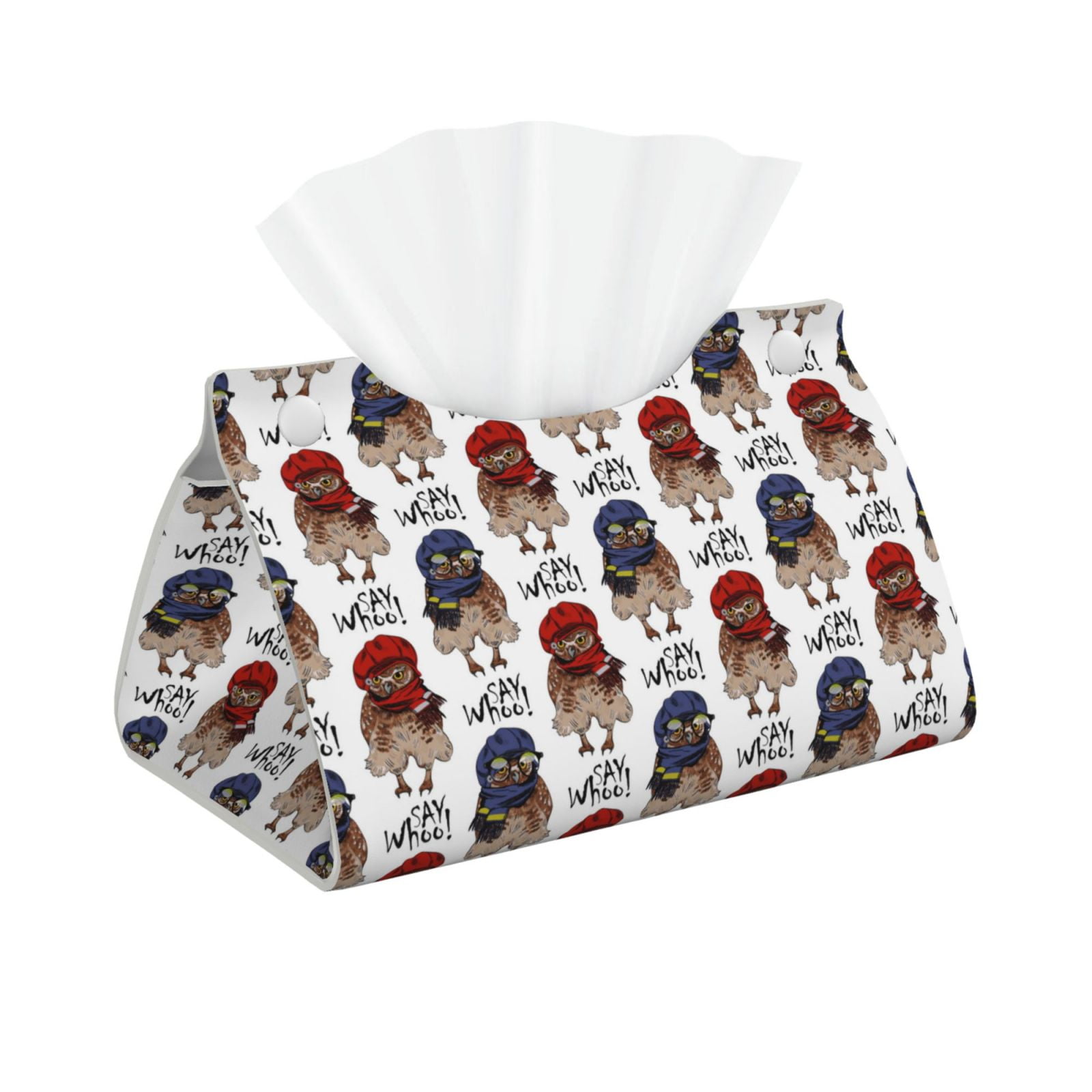 Leather Tissue Box Cover - Cool Owl Prints Long PVC Tissue Box Holder ...