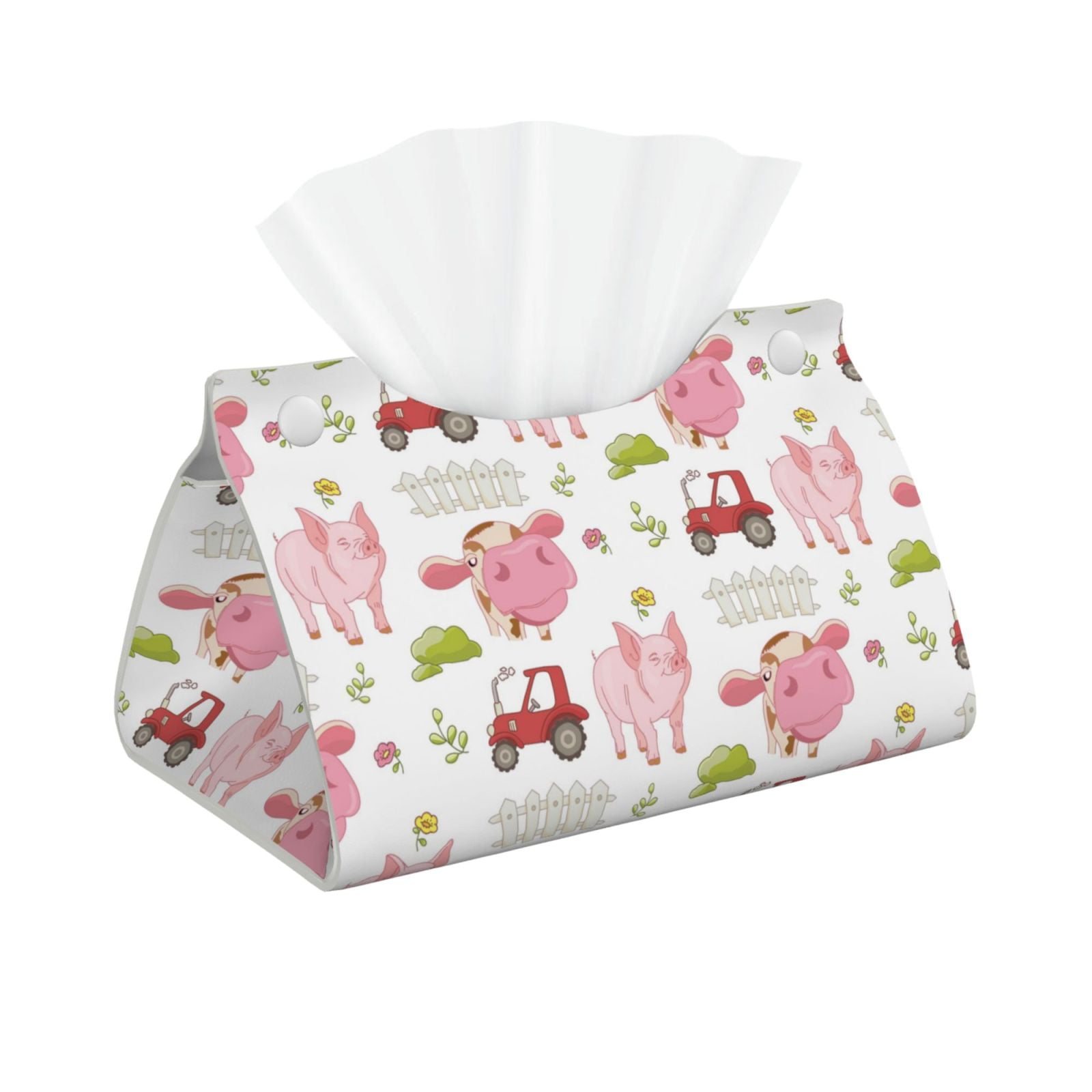 Leather Tissue Box Cover - Cow And Pig Long PVC Tissue Box Holder for ...