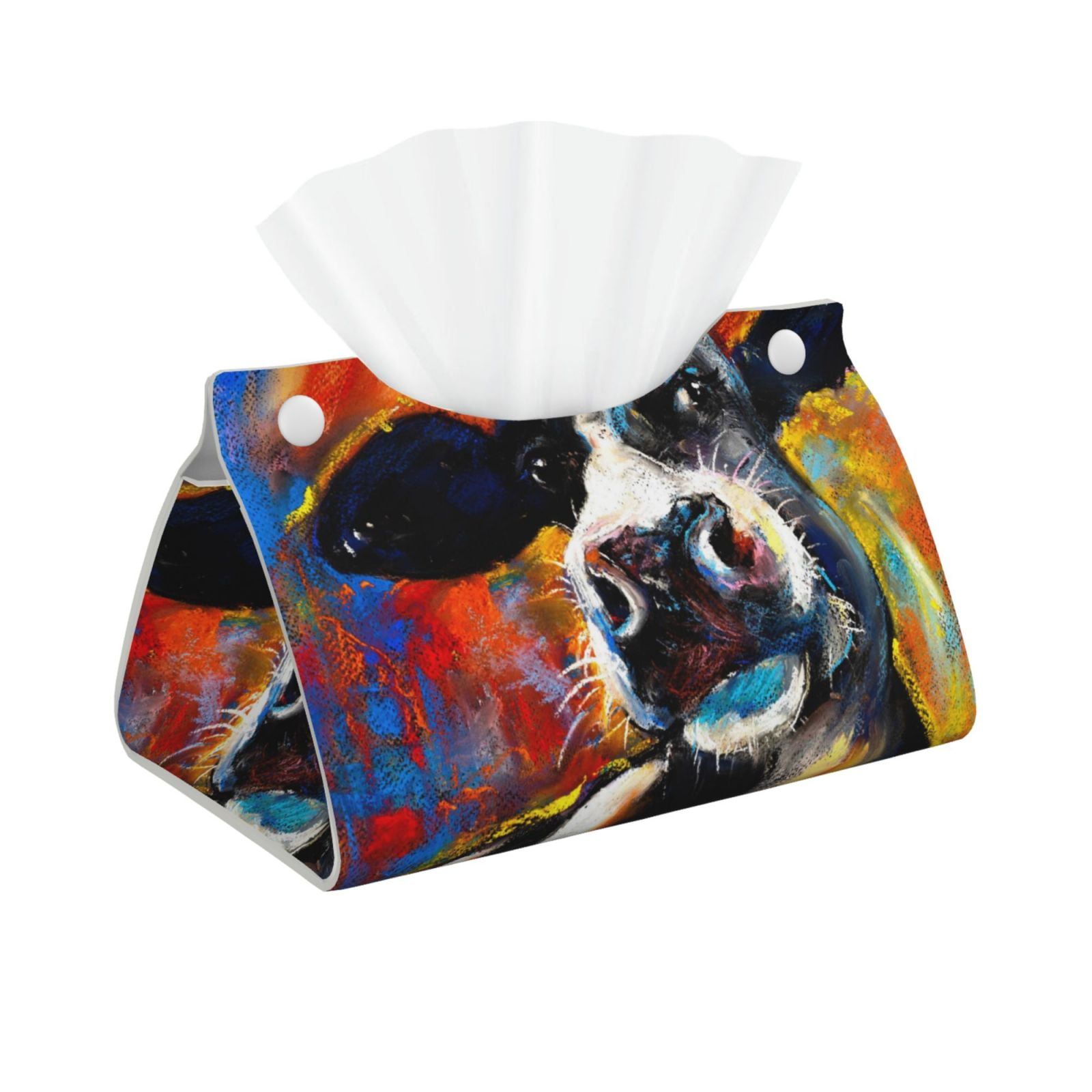 Leather Tissue Box Cover - Cow Long PVC Tissue Box Holder for Dining ...