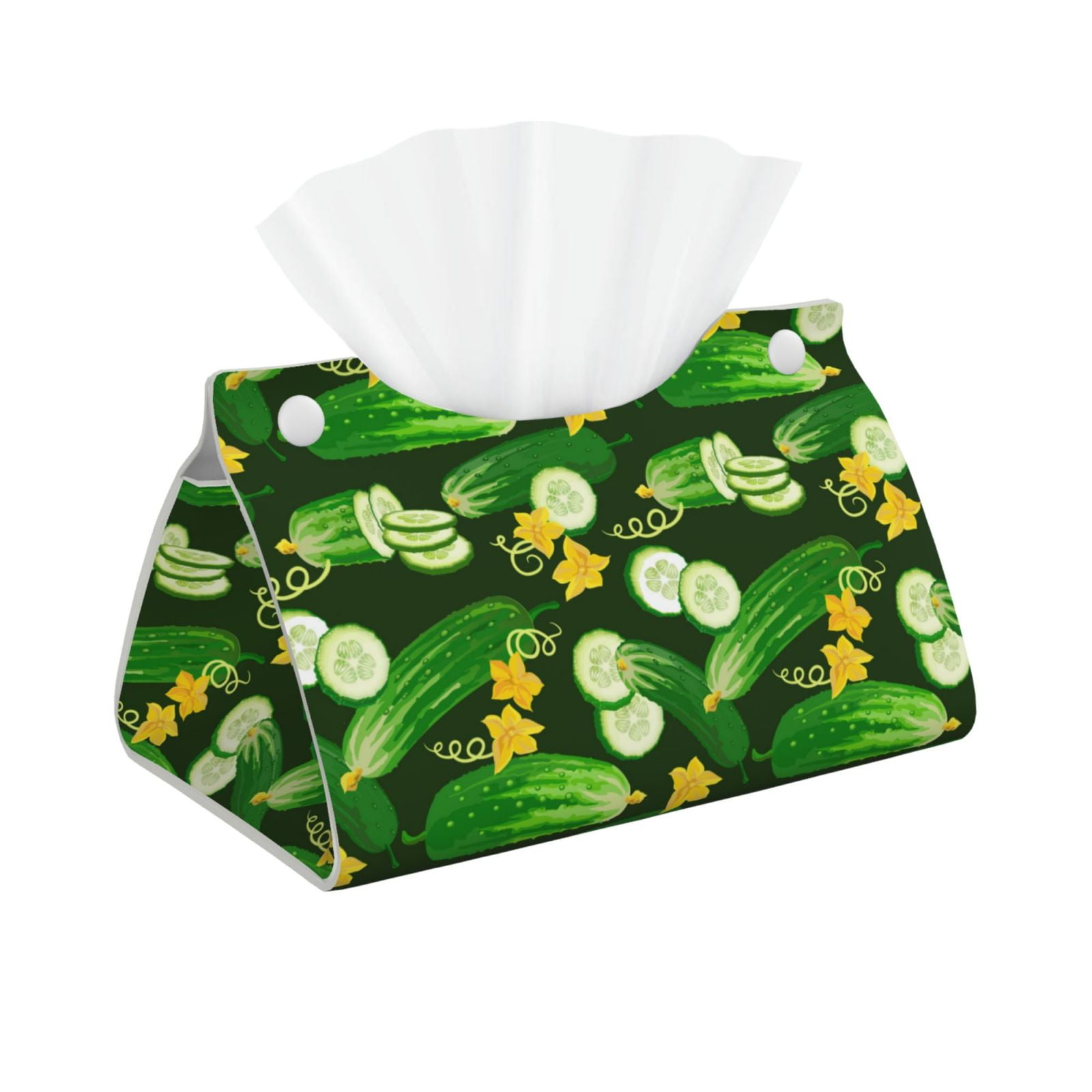 Leather Tissue Box Cover - Cucumber Pattern leaf Long PVC Tissue Box ...